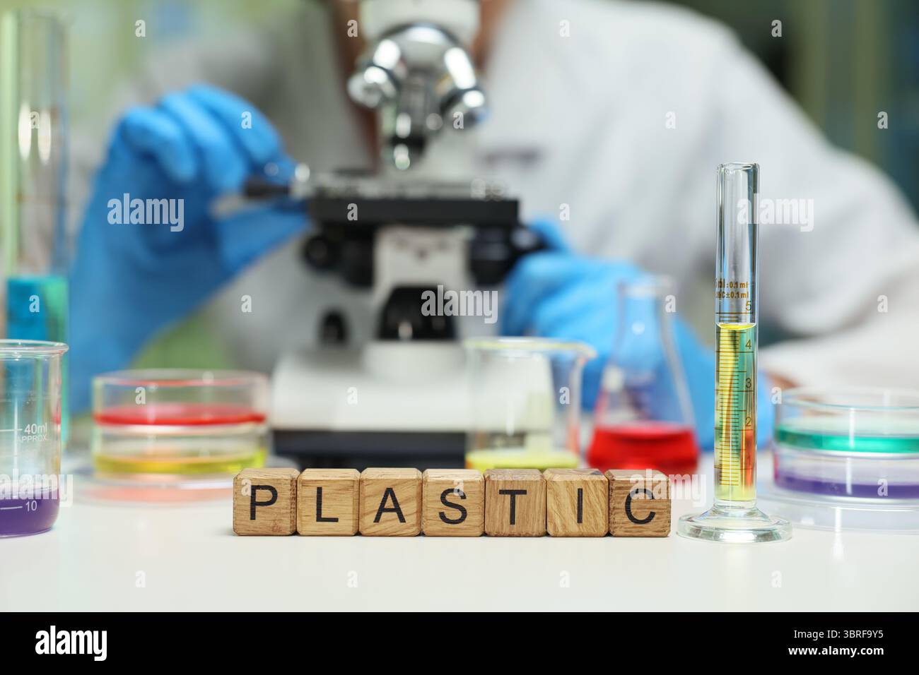 Lab analysis of plastic via research methods, highlighting ...
