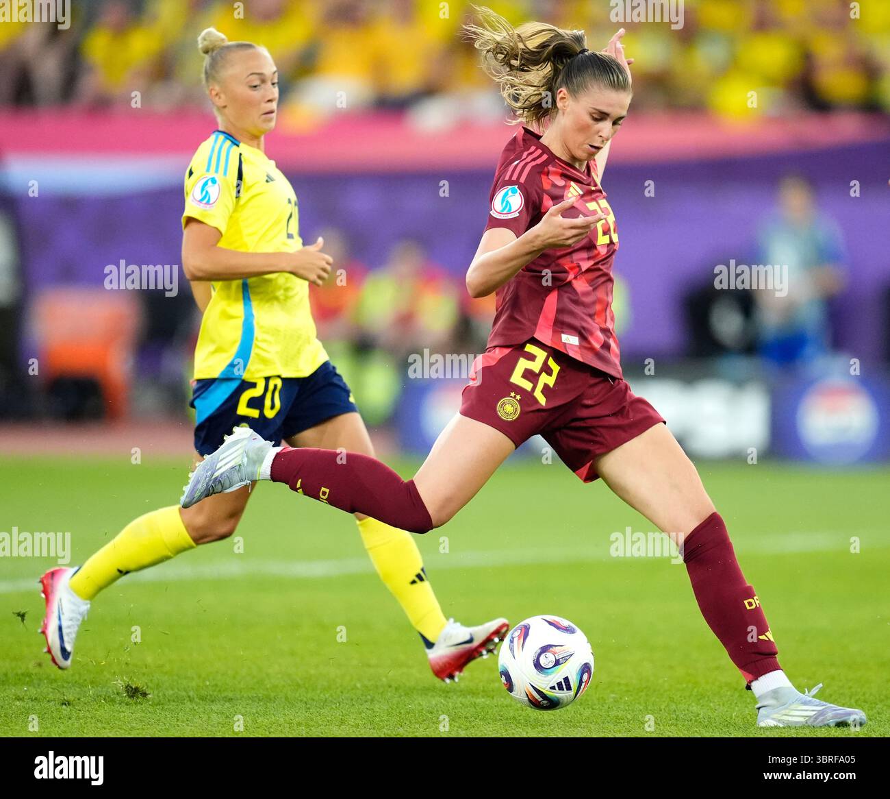 Germany's Jule Brand scores their side's first goal of the game during ...