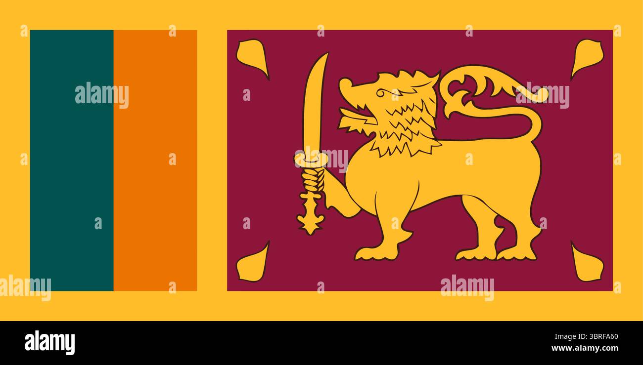 Flag of Sri Lanka – official national flag with golden lion holding ...