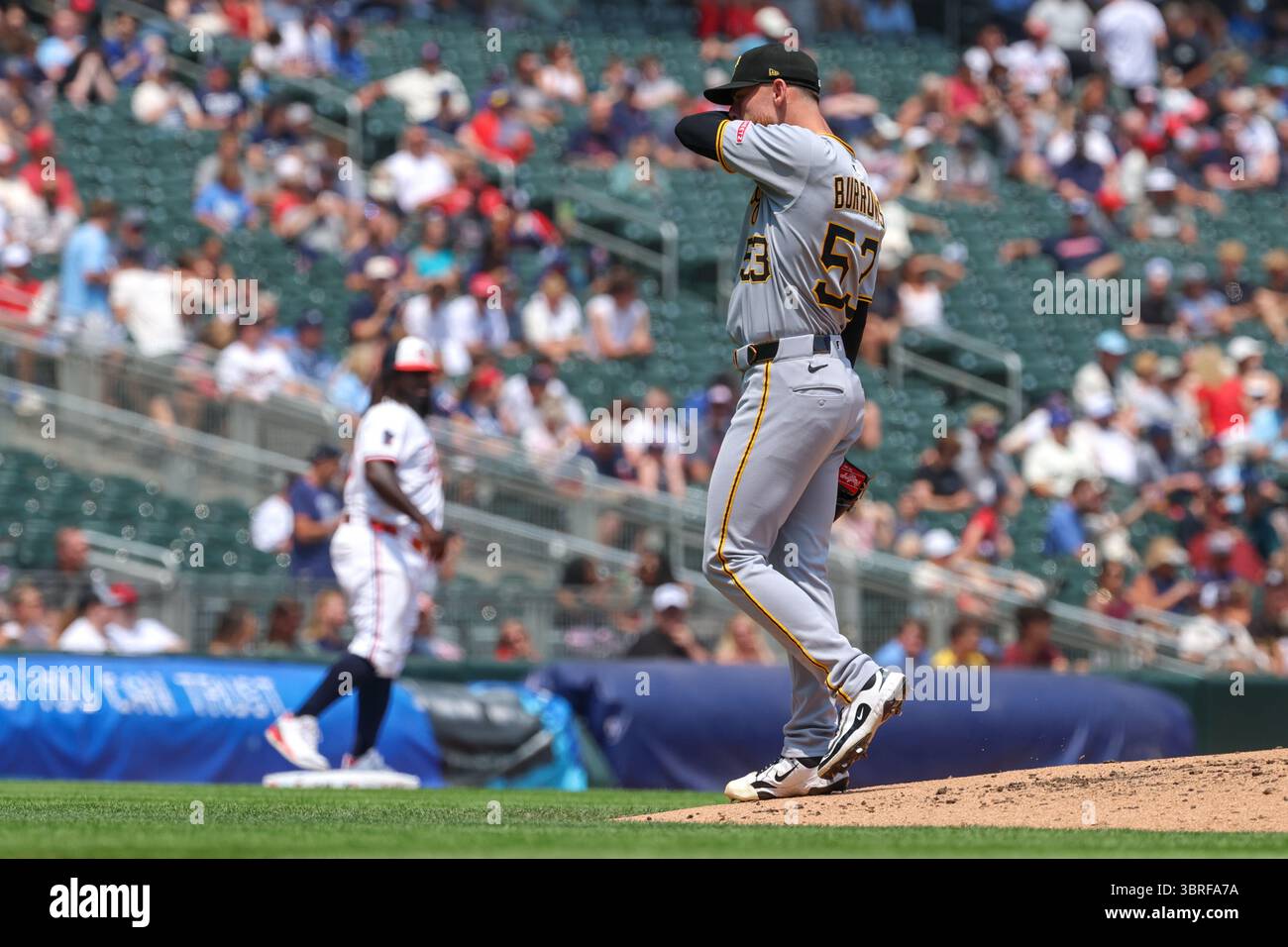 Minneapolis. 12th July, 2025. Pittsburgh Pirates starting pitcher Mike ...