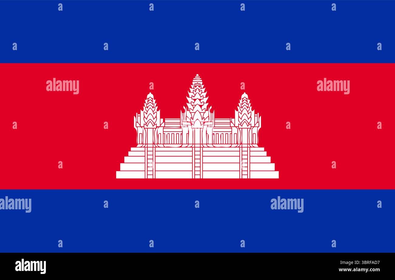 Flag of Cambodia – official national flag with blue and red horizontal ...