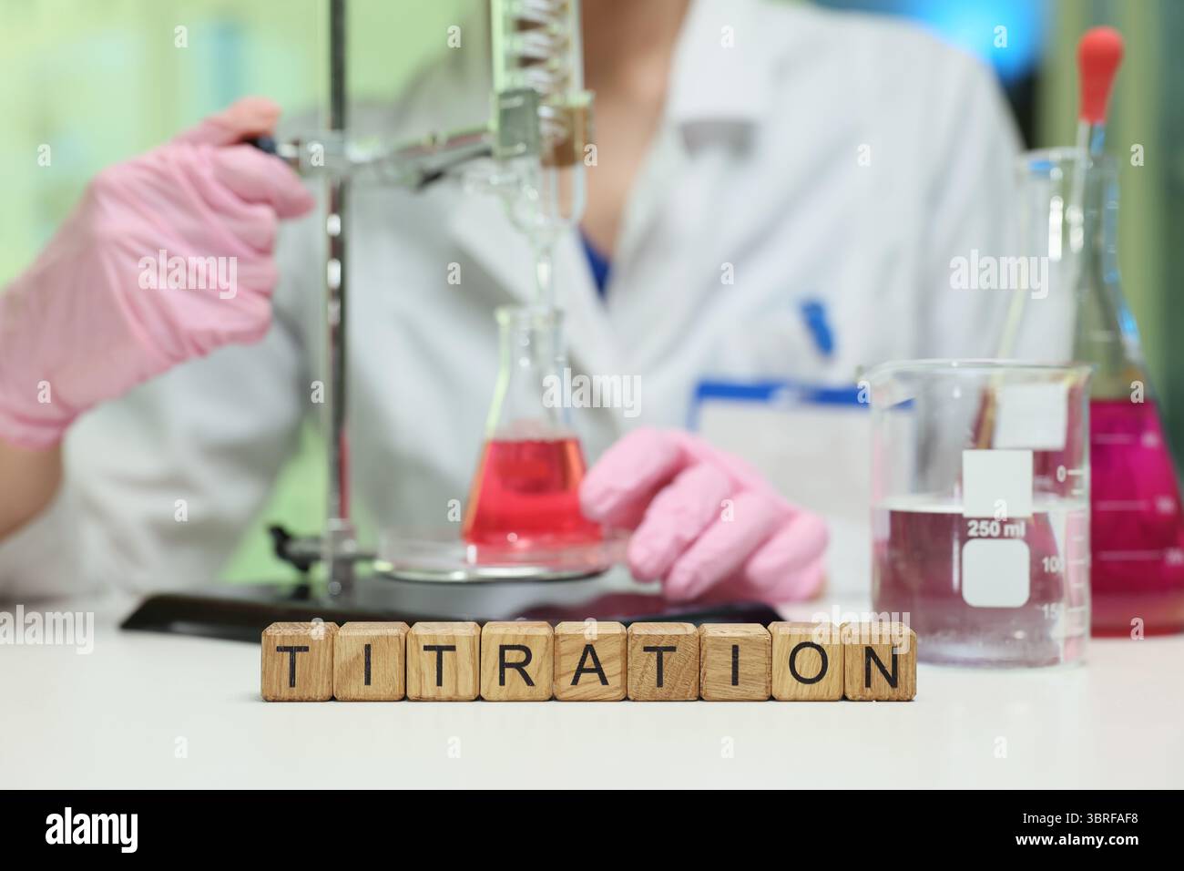 A dedicated scientist is performing a titration to accurately determine the concentration of a ...
