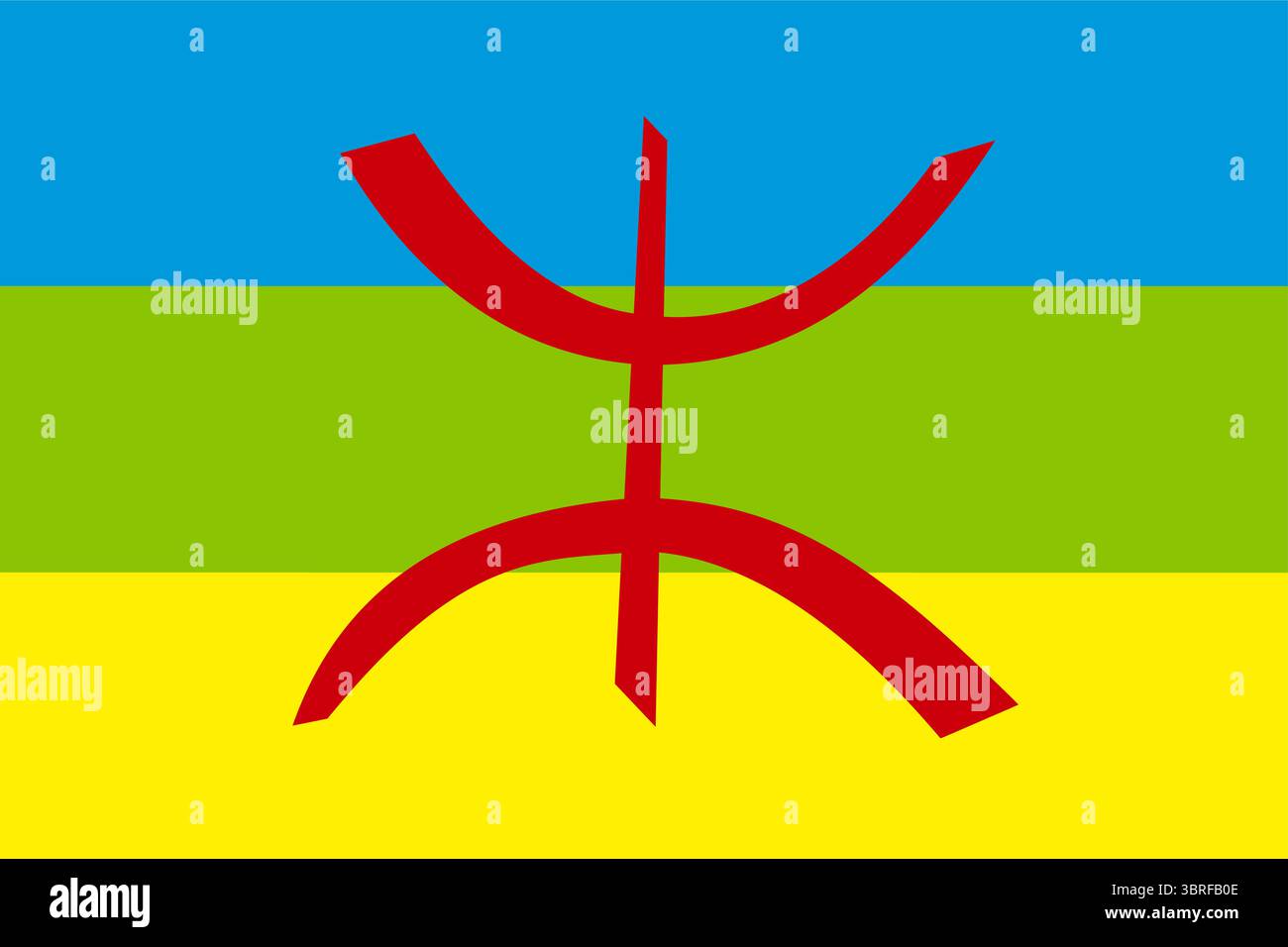 Berber flag – Amazigh tricolor of blue, green, and yellow with red Yaz ...
