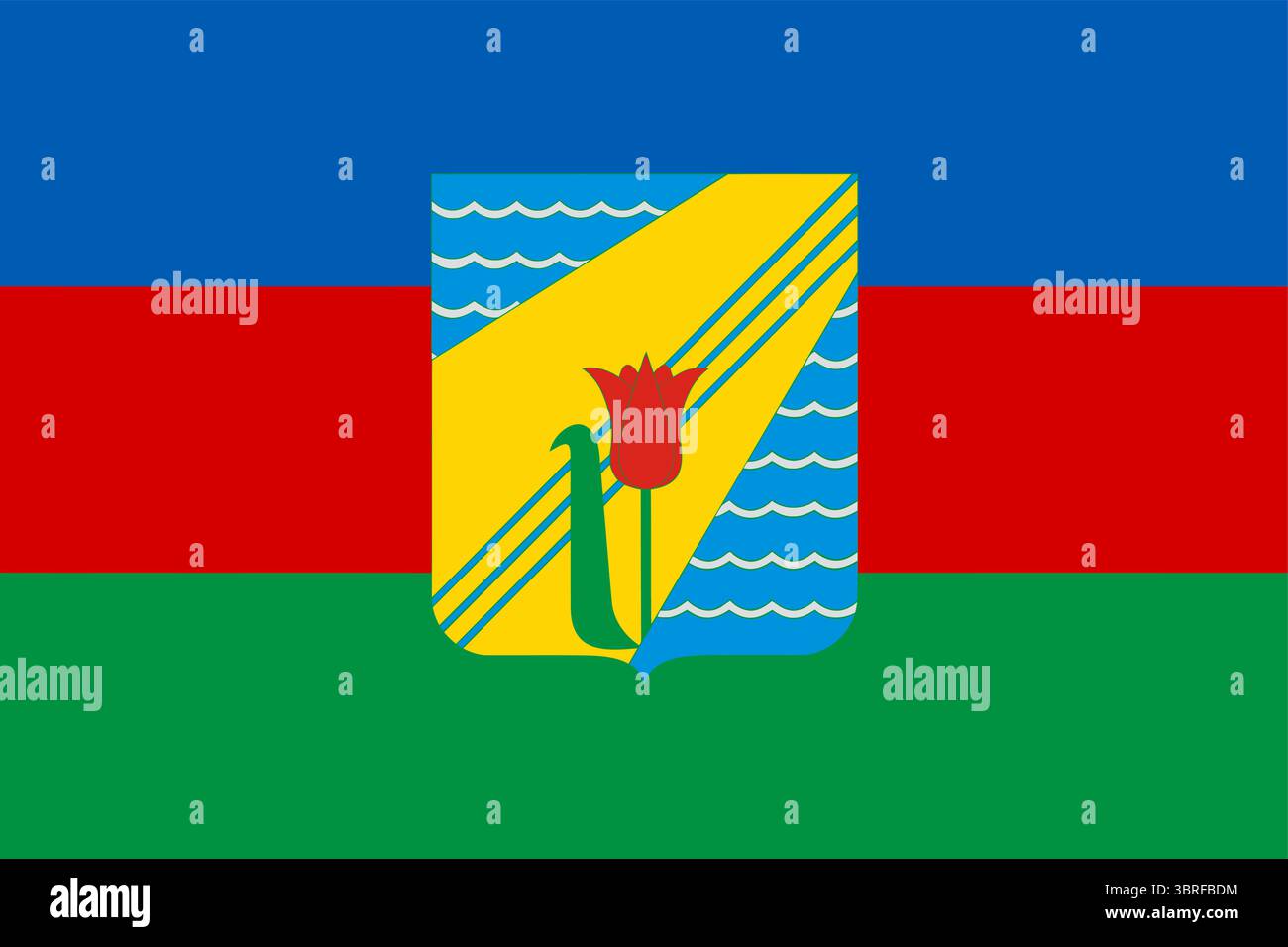 Flag of Krasnoperekopsk, Crimea – blue and white vertical stripes with ...