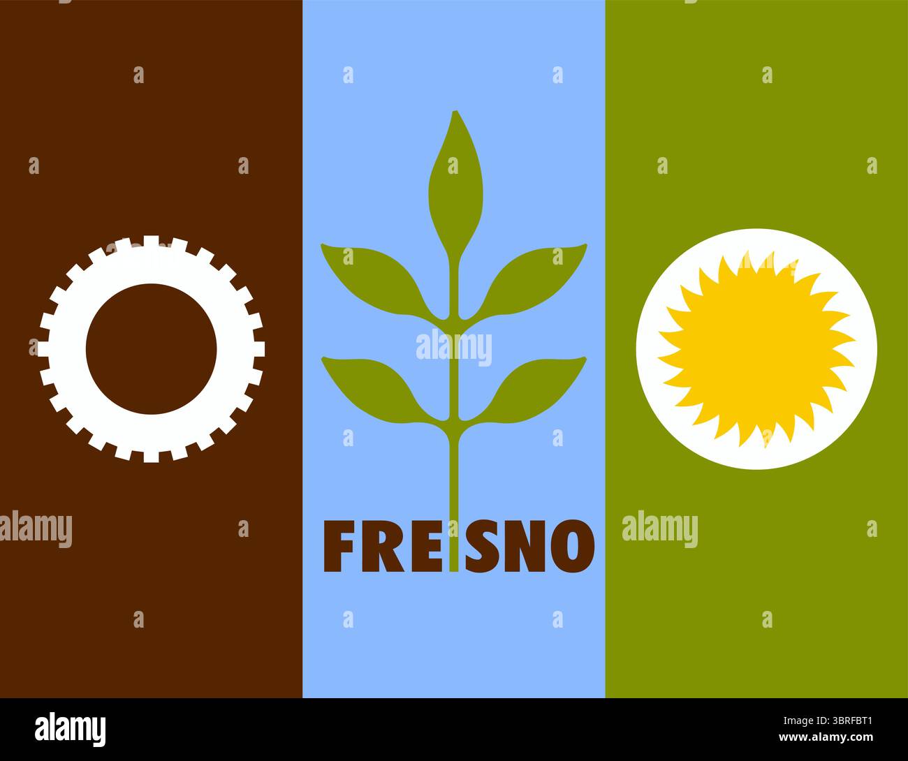 Flag of Fresno, California – official city flag featuring the city seal ...