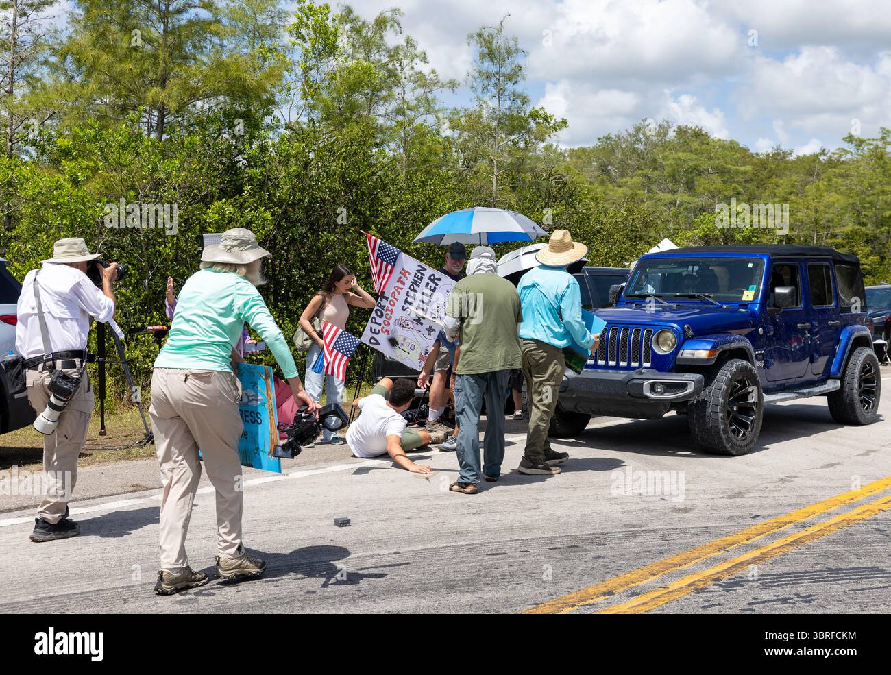 OCHOPEE, FLORIDA - JULY 12: A reporter from AFP Alberto Boal got hit by ...