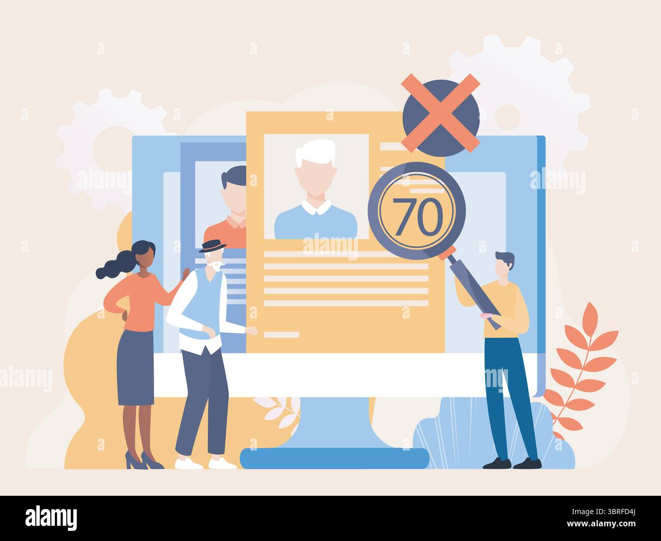 Age discrimination in hiring concept. Vector illustration Stock Vector ...
