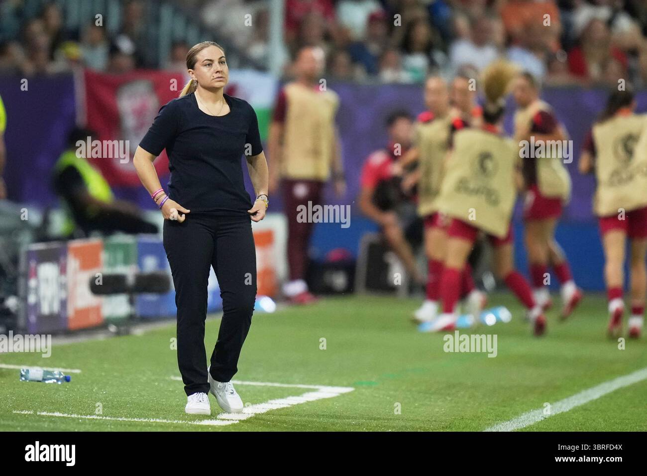 Poland head coach Nina Patalon follows the game during the Women's Euro ...