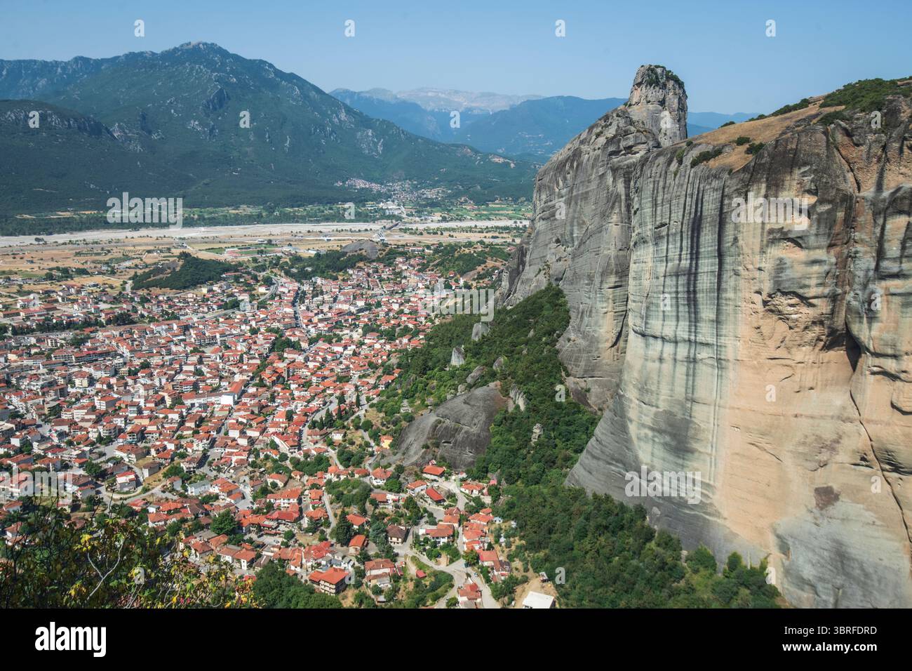 Meteora. Aerial view of Kalambaka from the monasteries, Greece Stock ...