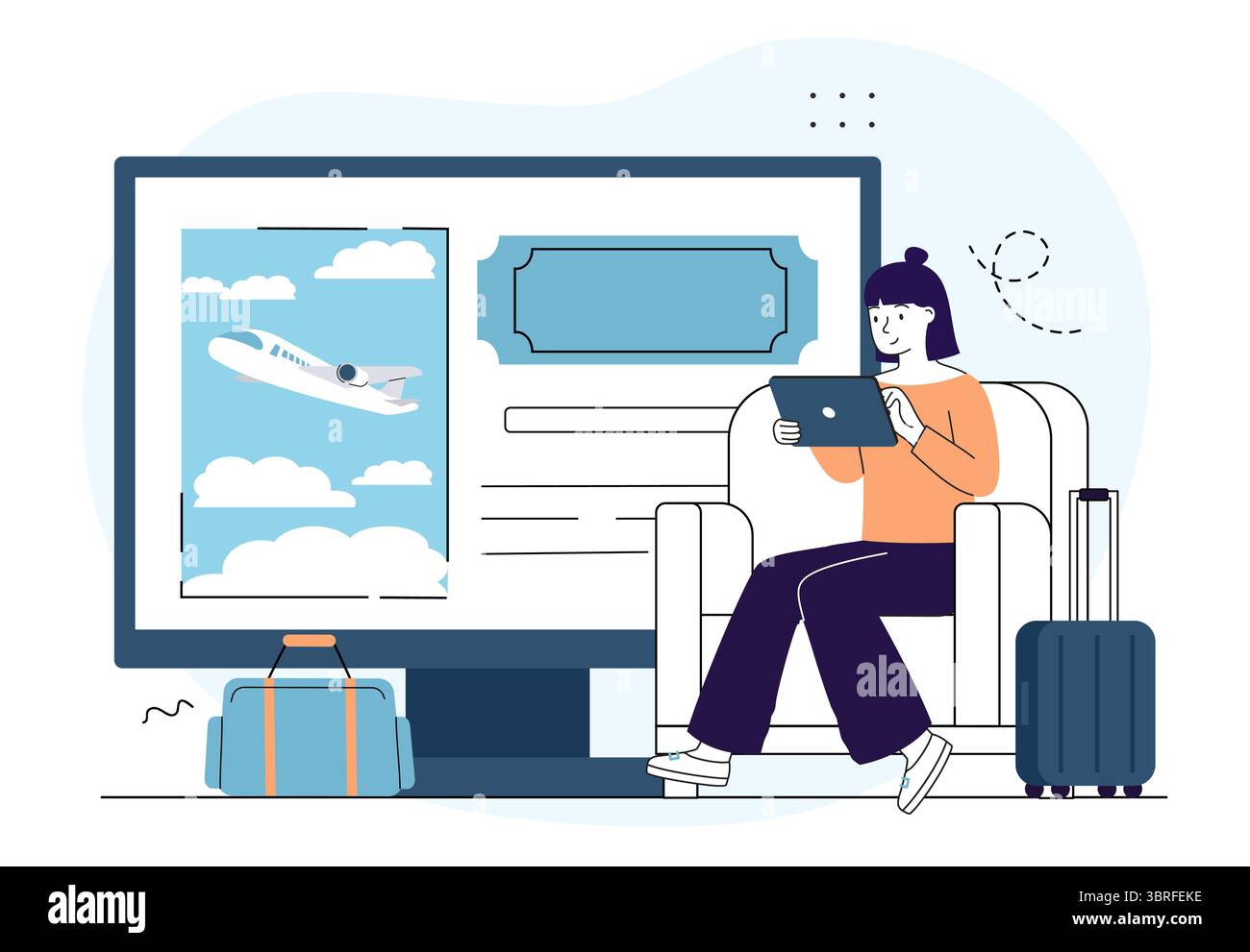 Woman booking holiday Stock Vector Images - Alamy