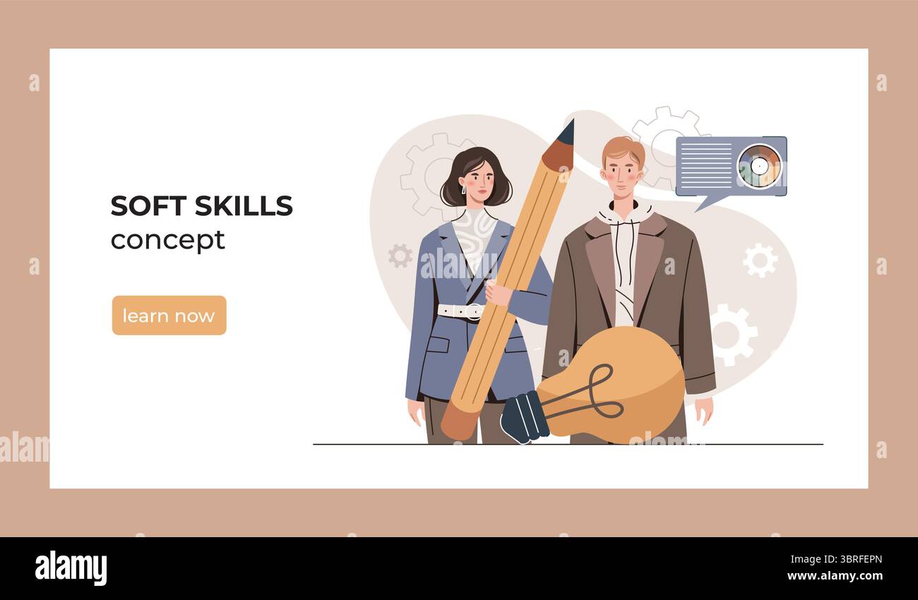 Soft skills learning concept design. Vector illustration Stock Vector ...