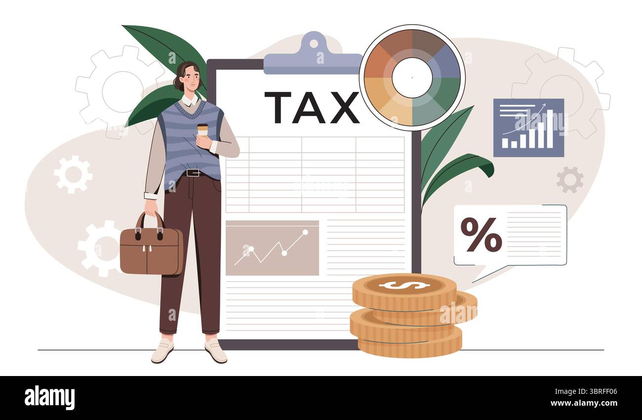 Businessman with tax chart concept.. Vector illustration Stock Vector ...