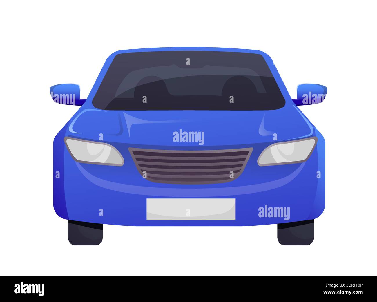 Blue car front view on white background. Vector illustration Stock ...