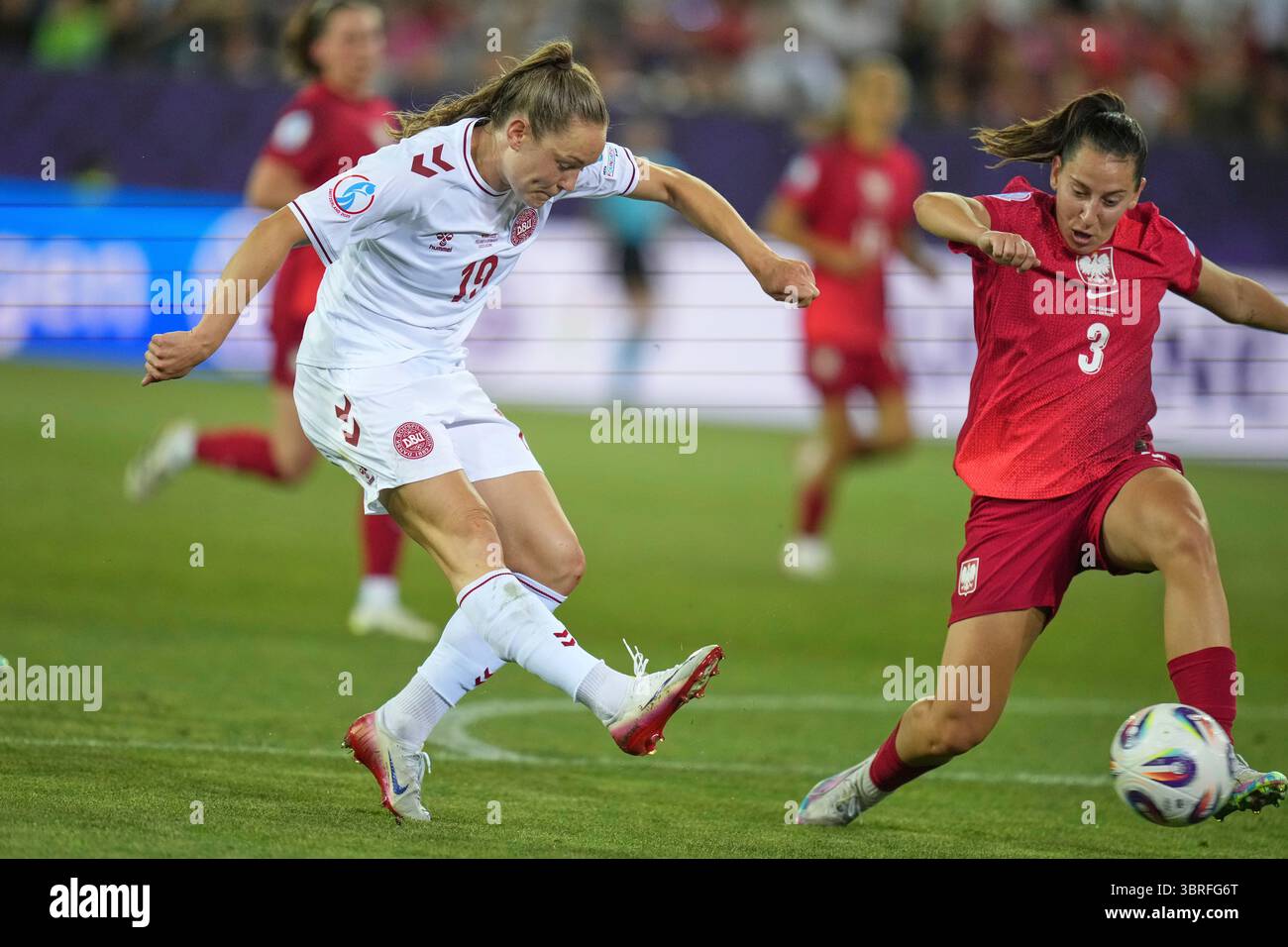 Denmark's Janni Thomsen scores her side's opening goal during the Women ...