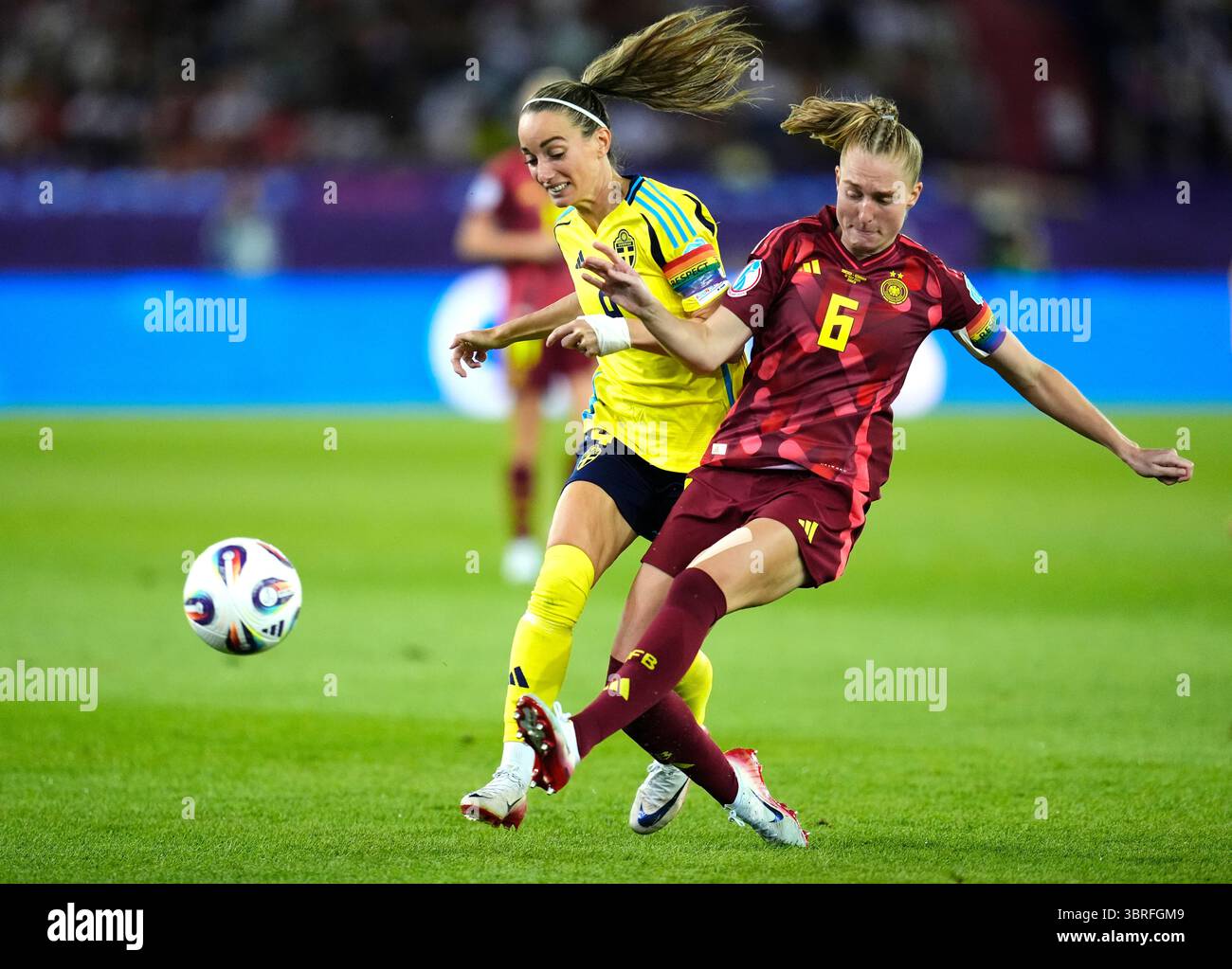 Sweden's Kosovare Asllani (left) and Germany's Janina Minge battle for ...