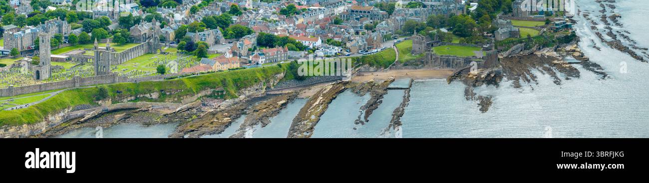 Aerial view of St Andrews a town on the east coast of Fife in Scotland ...
