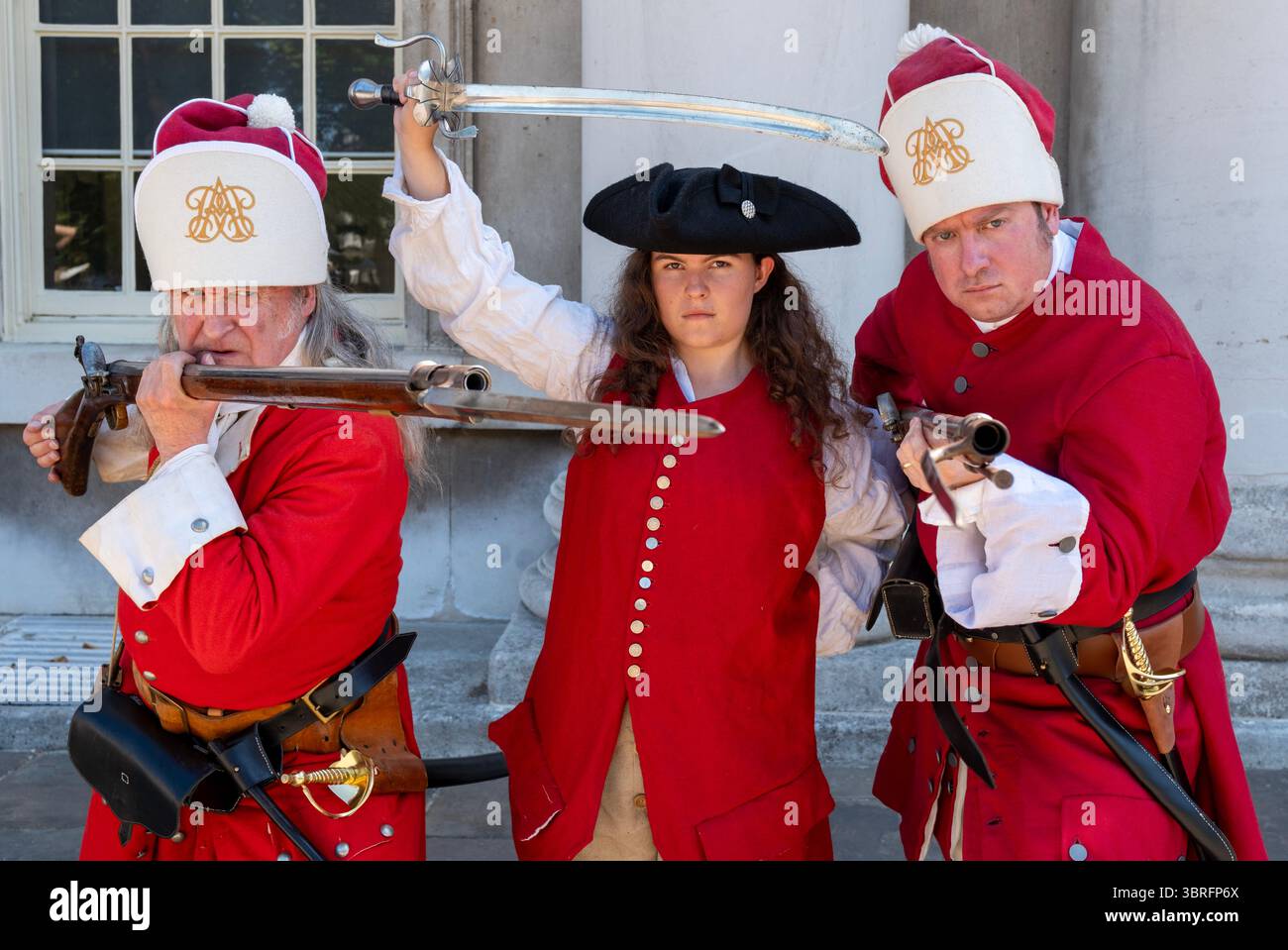 British Royal Marines from the 17th century at the Old Royal Naval ...