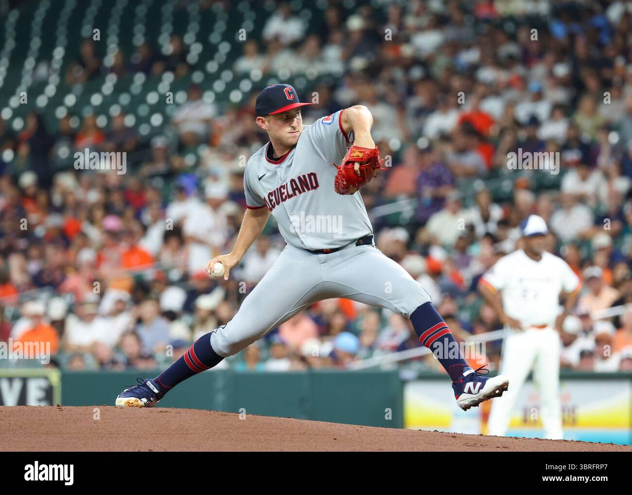 HOUSTON, TX - JULY 07: Cleveland Guardians starting pitcher Tanner ...