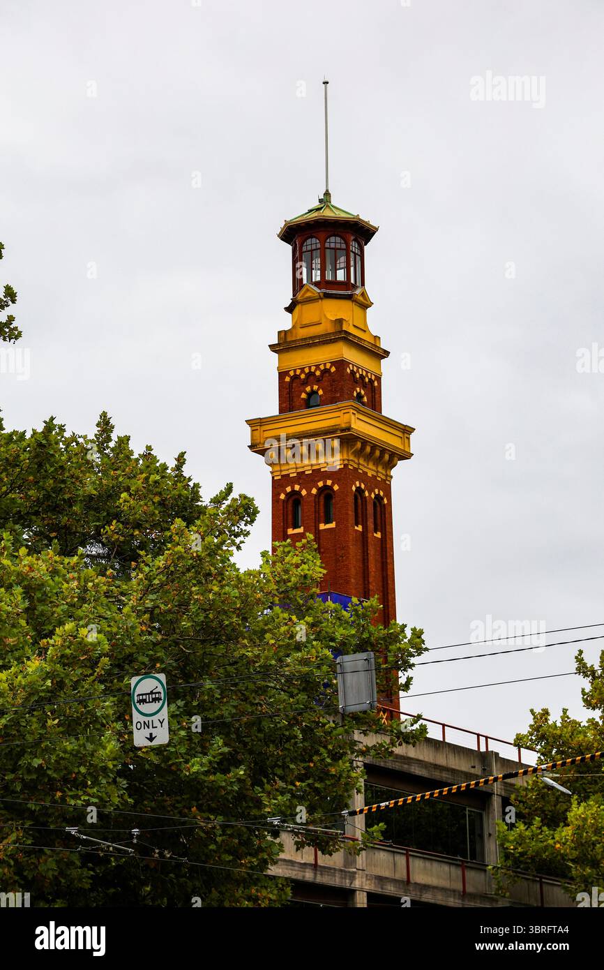Tower of the Eastern Hill Fire Station, built in 1893 in Australian ...