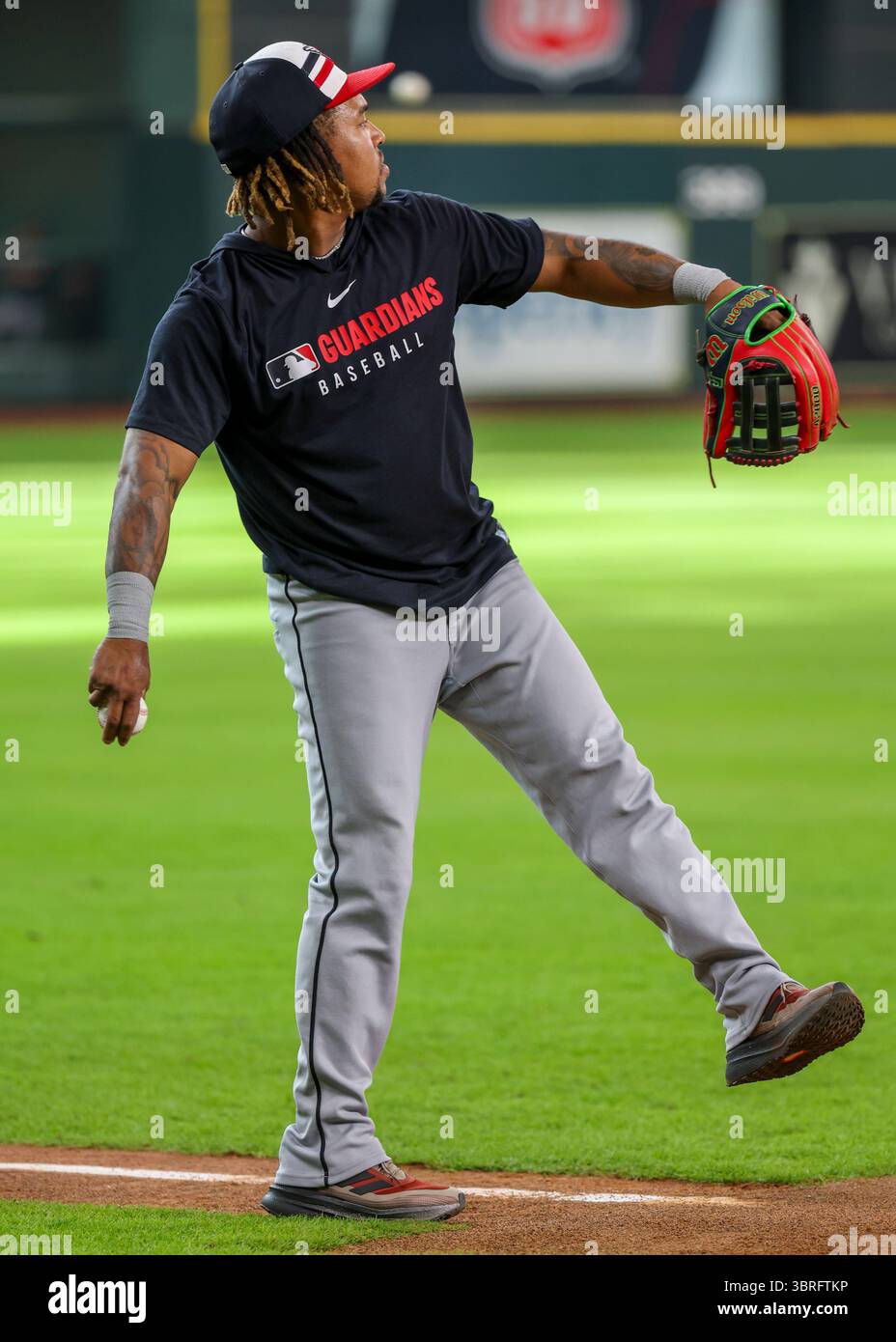 HOUSTON, TX - JULY 07: Cleveland Guardians third baseman José Ramírez ...