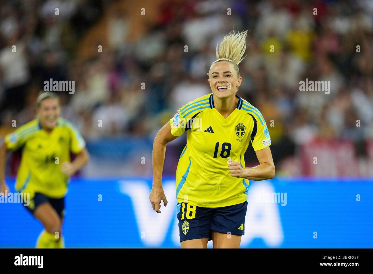 Sweden's Fridolina Rolfo celebrates after scoring her side's third goal ...