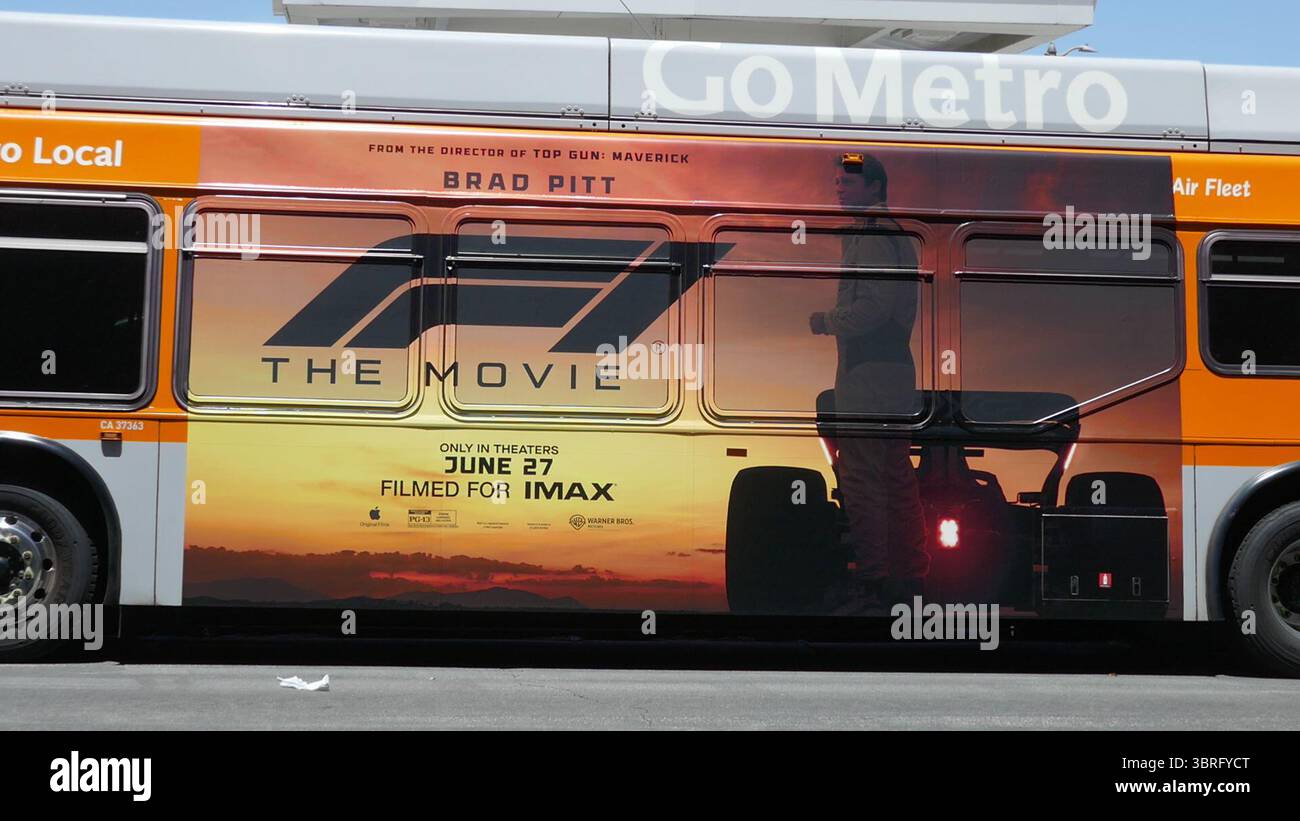Encino, California, USA 11th July 2025 Brad Pitt F1 Movie Bus on July ...