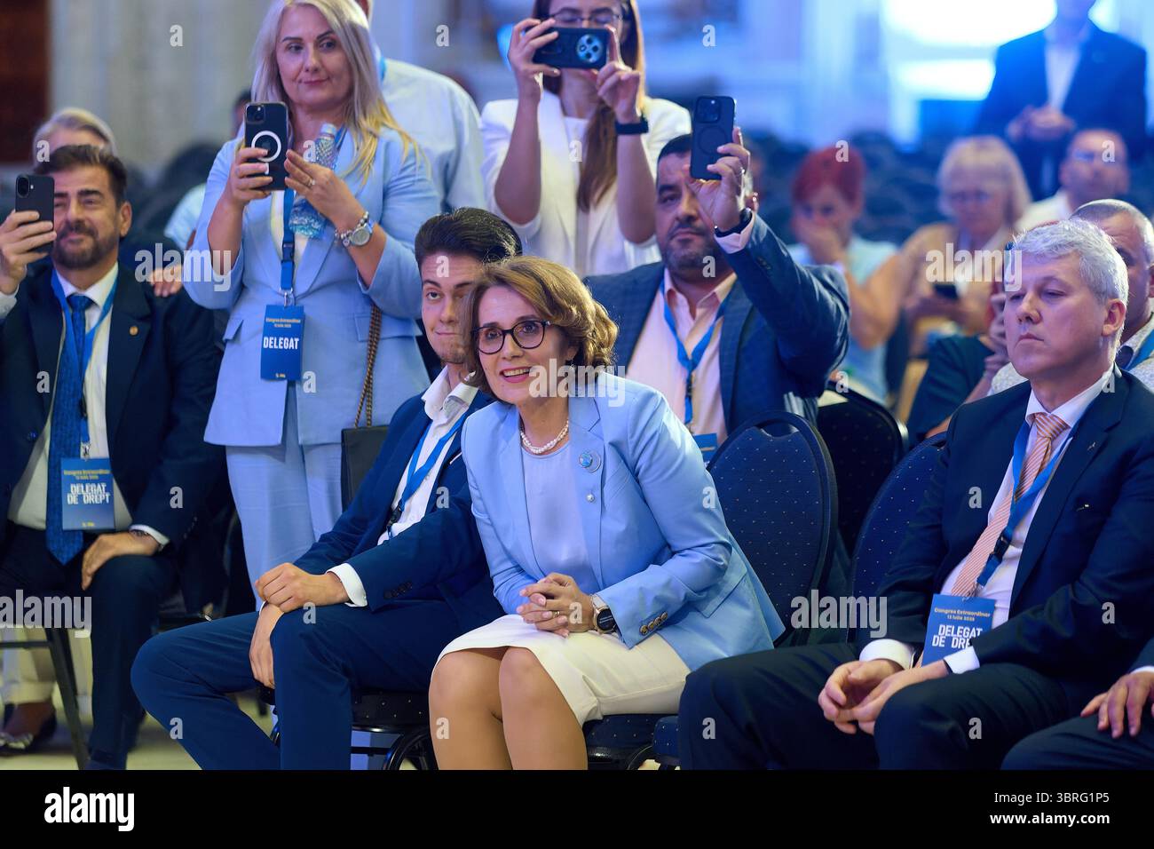 Bucharest, Romania. 12th July, 2025: Nicoleta Pauliuc (C) celebrates ...