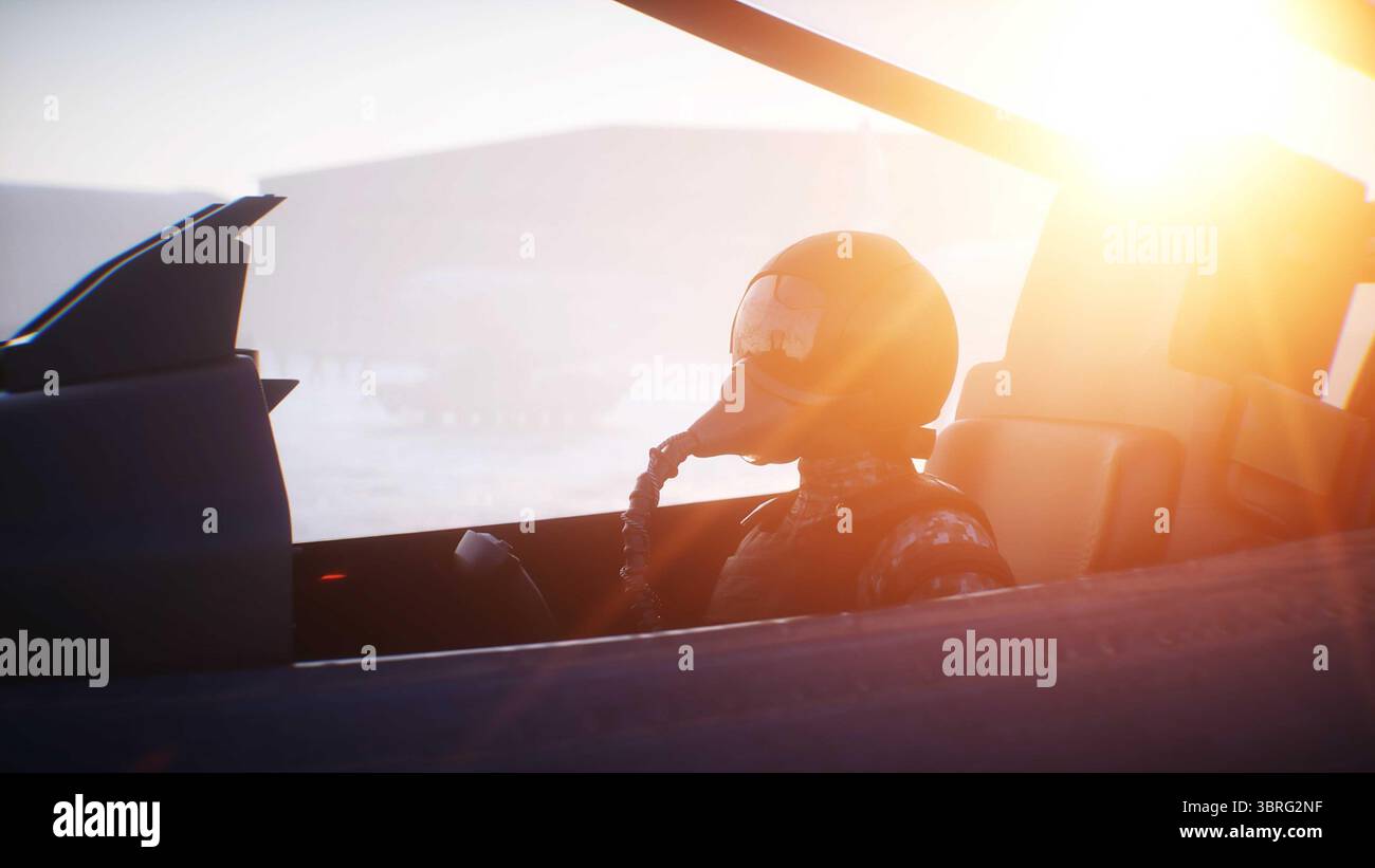 Military american pilot. American fighter jet. 3d rendering Stock Photo ...