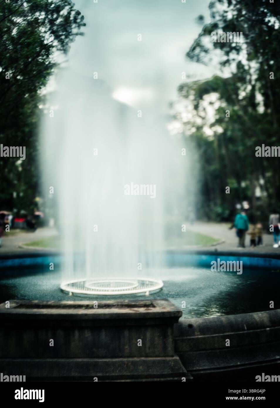 A beautiful image of a fountain spouting water in an urban park ...