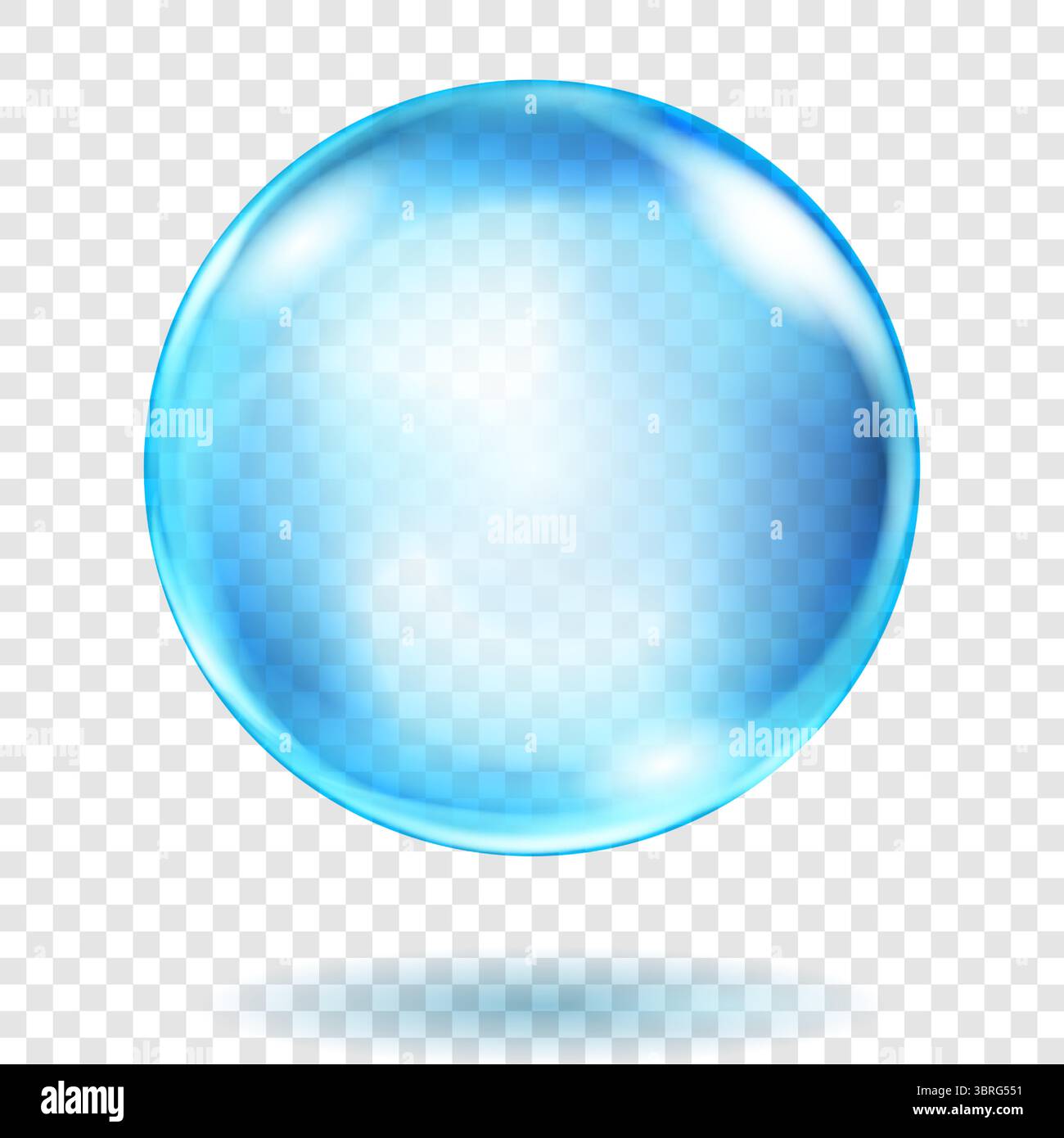 Large translucent light blue sphere with highlights and soft shadow on ...
