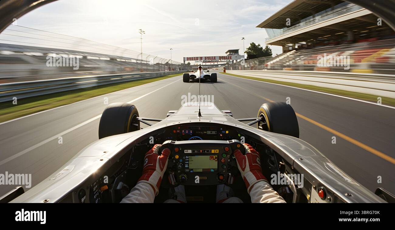 Onboard Race View: Formula 1 Car Chasing on the Track Stock Photo - Alamy