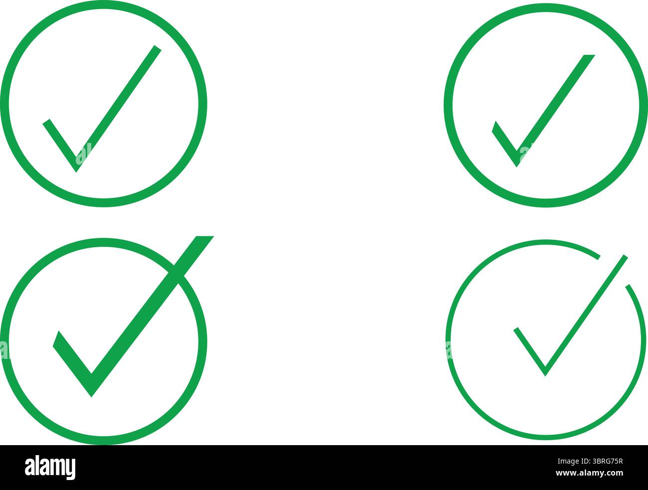 Simple Circular Check Mark Icons Collection in Thin Line Art Style for Modern Vector Use Stock ...