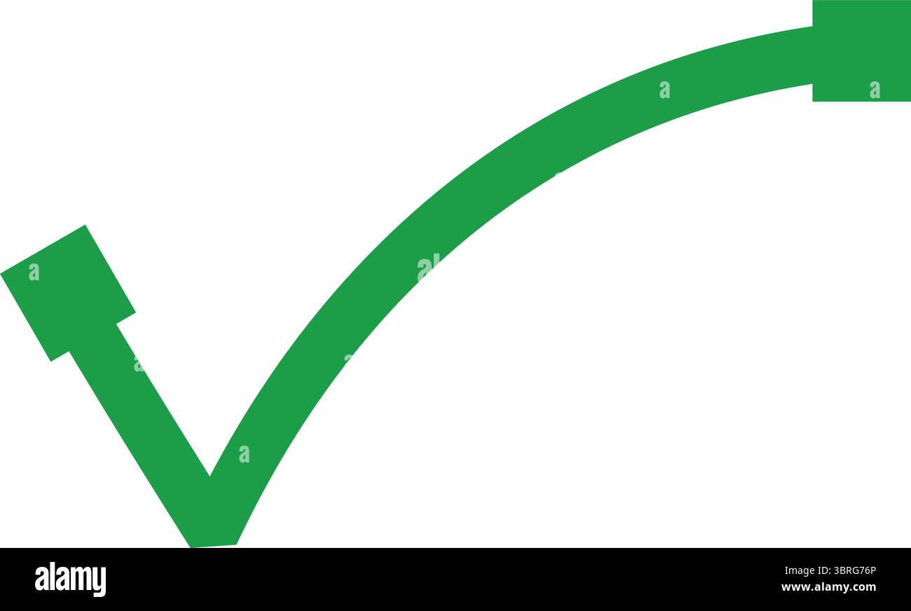 Large Curved Check Mark Symbol with Sharp Edges for Highlight, Approval ...