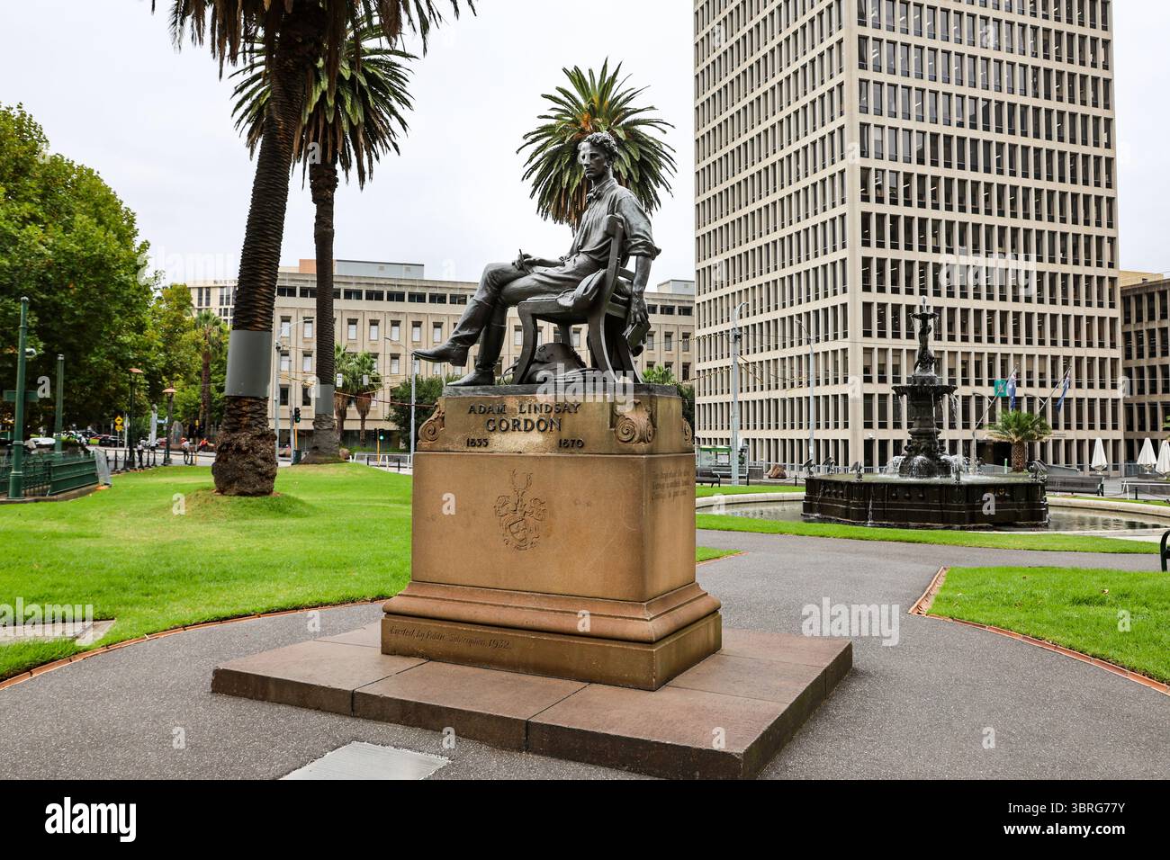 View of the Statue to Adam Lindsay Gordon a bronze memorial erected in ...