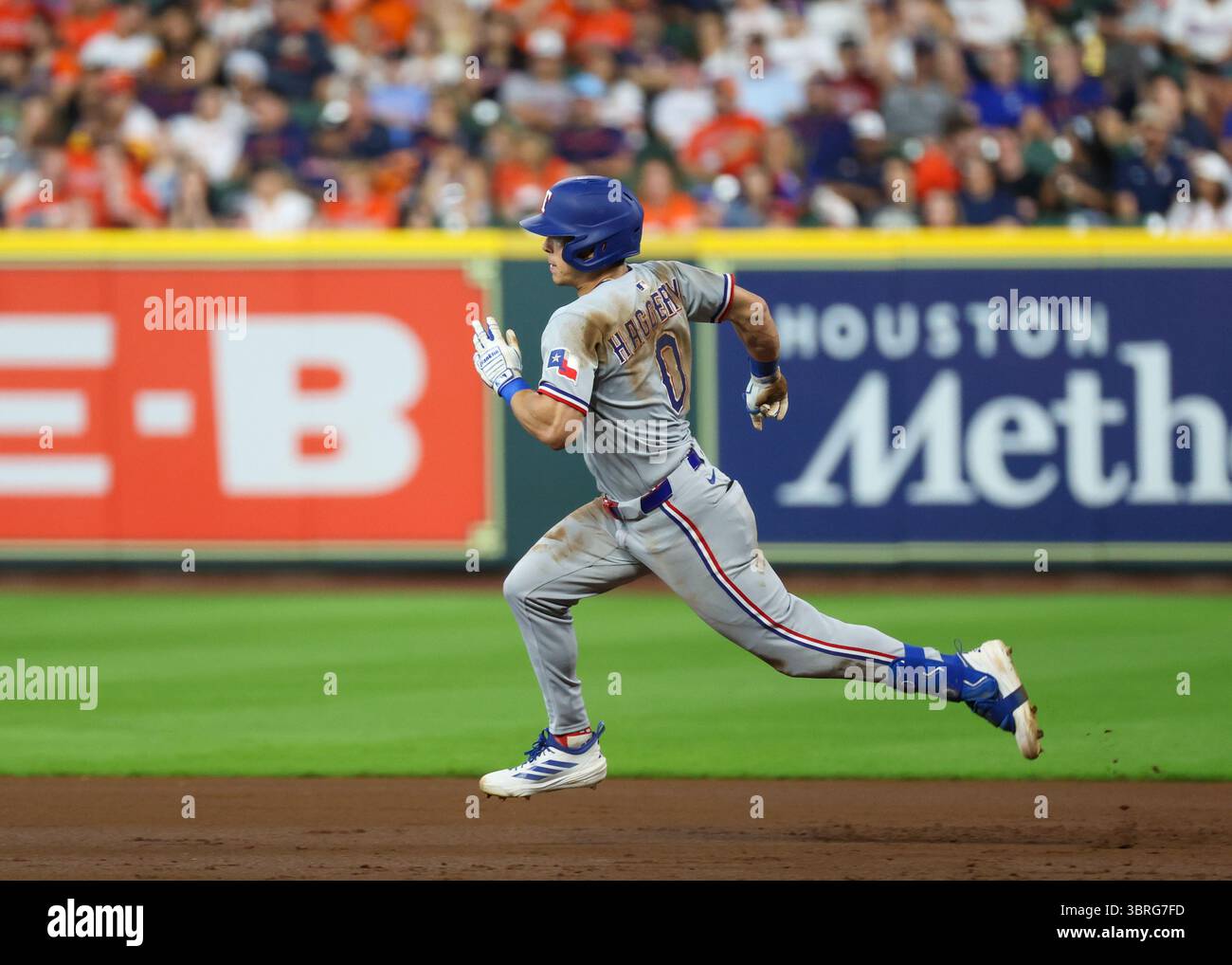 HOUSTON, TX - JULY 12: Texas Rangers left fielder Sam Haggerty (0 ...