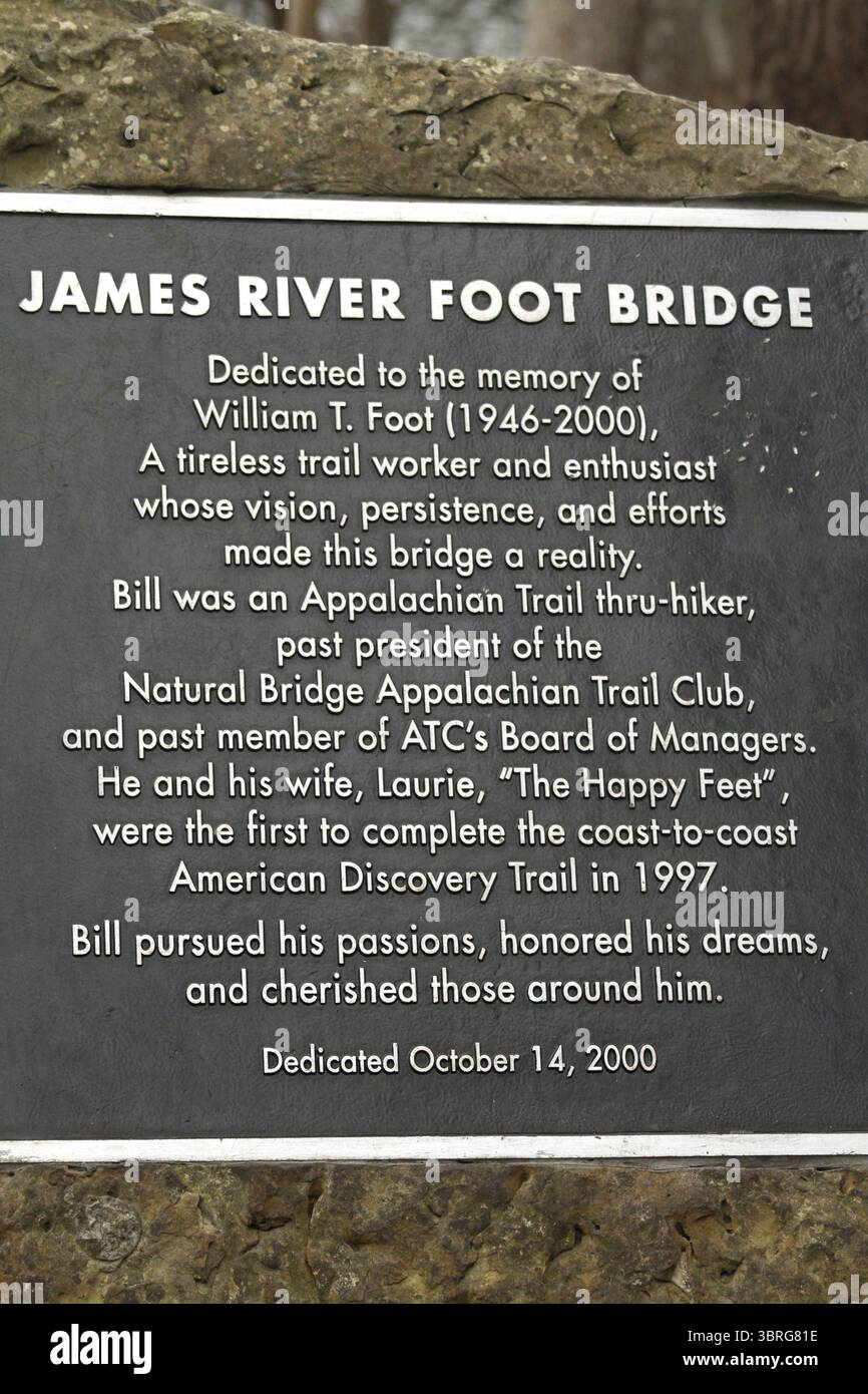 Informational plaque for the James River Foot Bridge, part of the ...