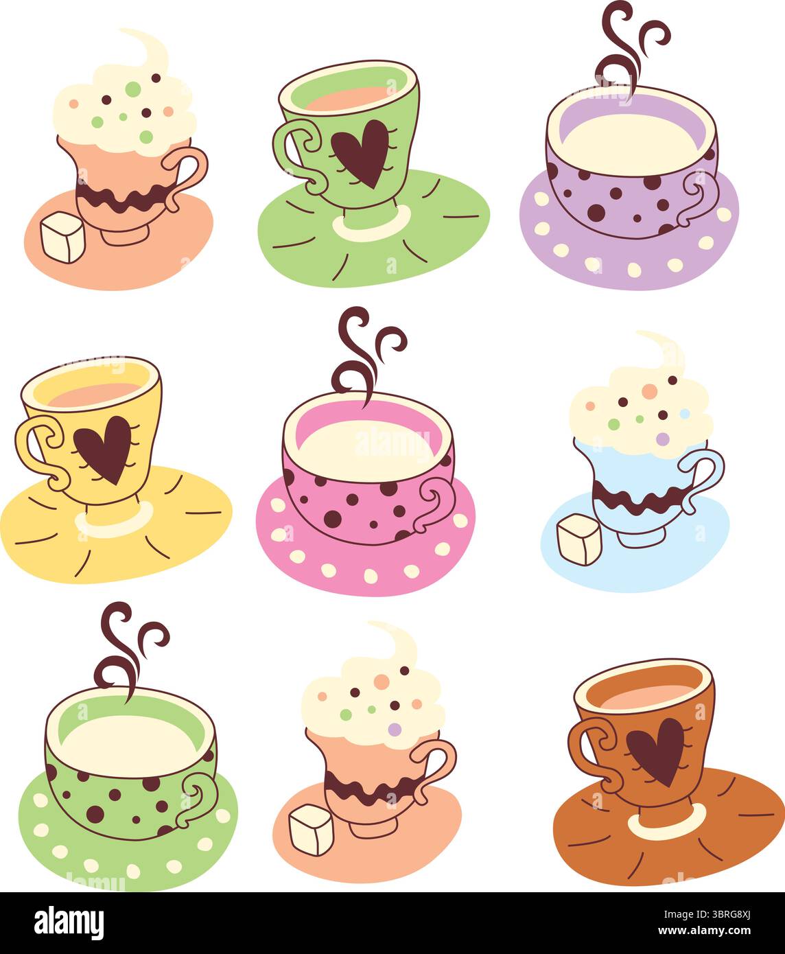 Vector illustration of coffee in white glass with hot steam, side view Stock Vector Image & Art ...