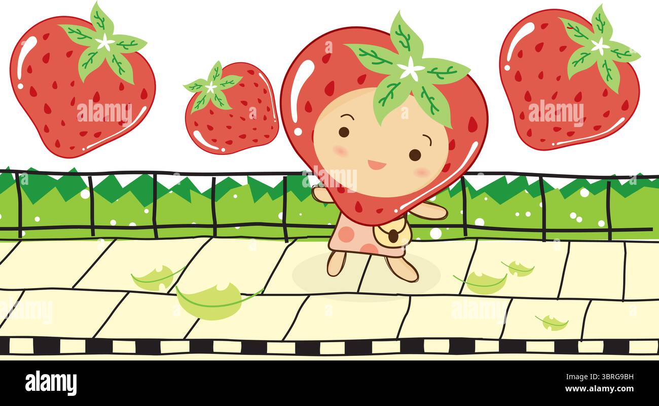 Set cute kawaii strawberry Stock Vector Images - Alamy