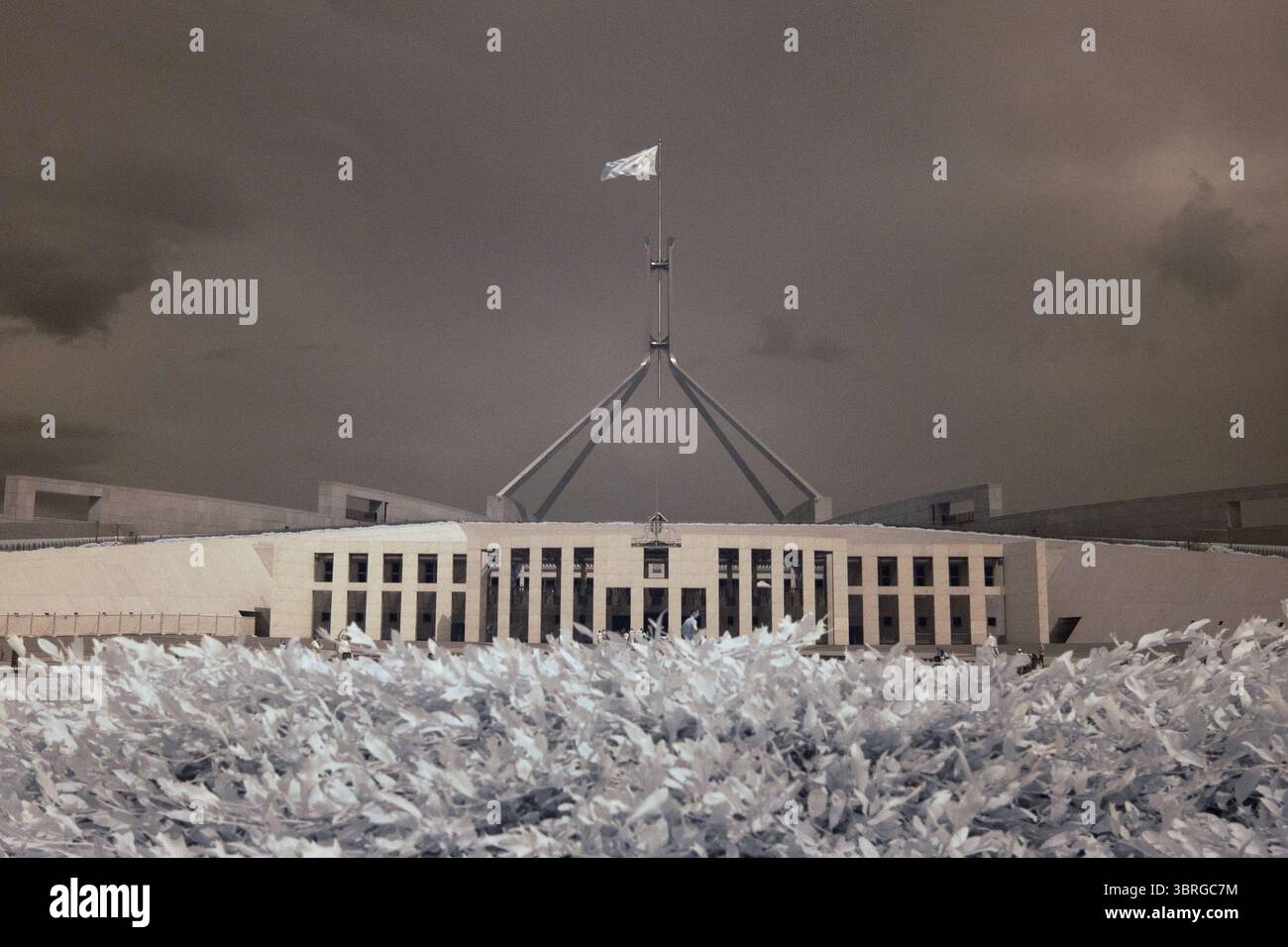 Canberra, Australia. 21st Mar, 2025. An infrared image of Parliament ...