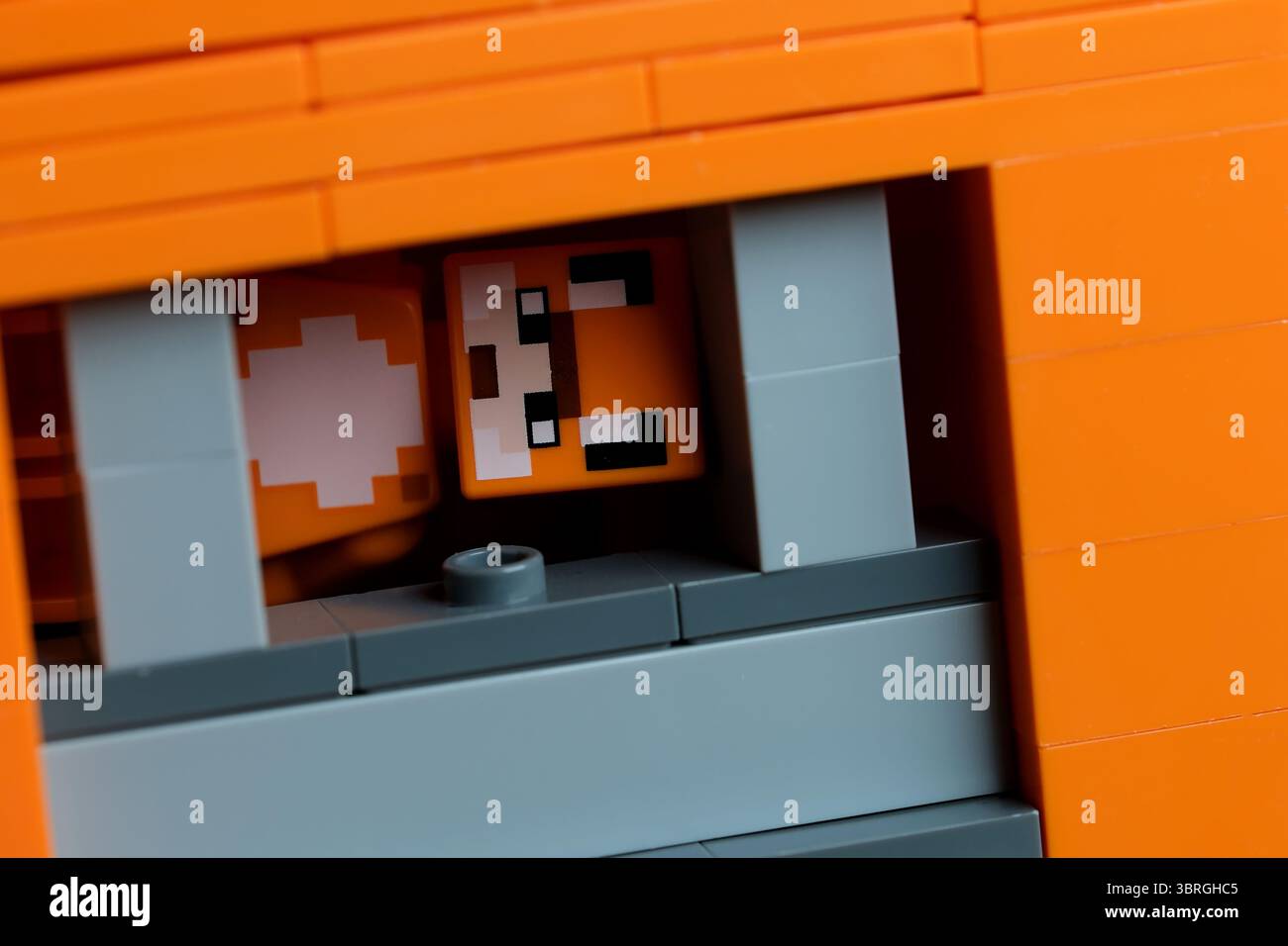 A delightful orange structure conceals a charming figure peeking out ...