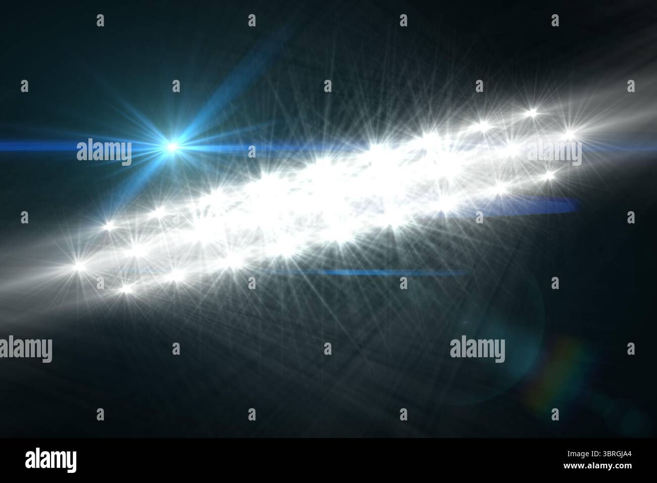 Bright starburst lights are creating diffraction pattern with flares on ...