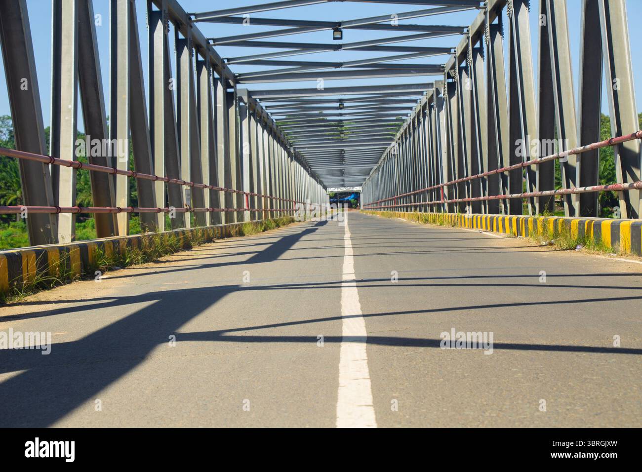 Metal Bridge Architecture with Empty Highway in Daytime Stock Photo - Alamy
