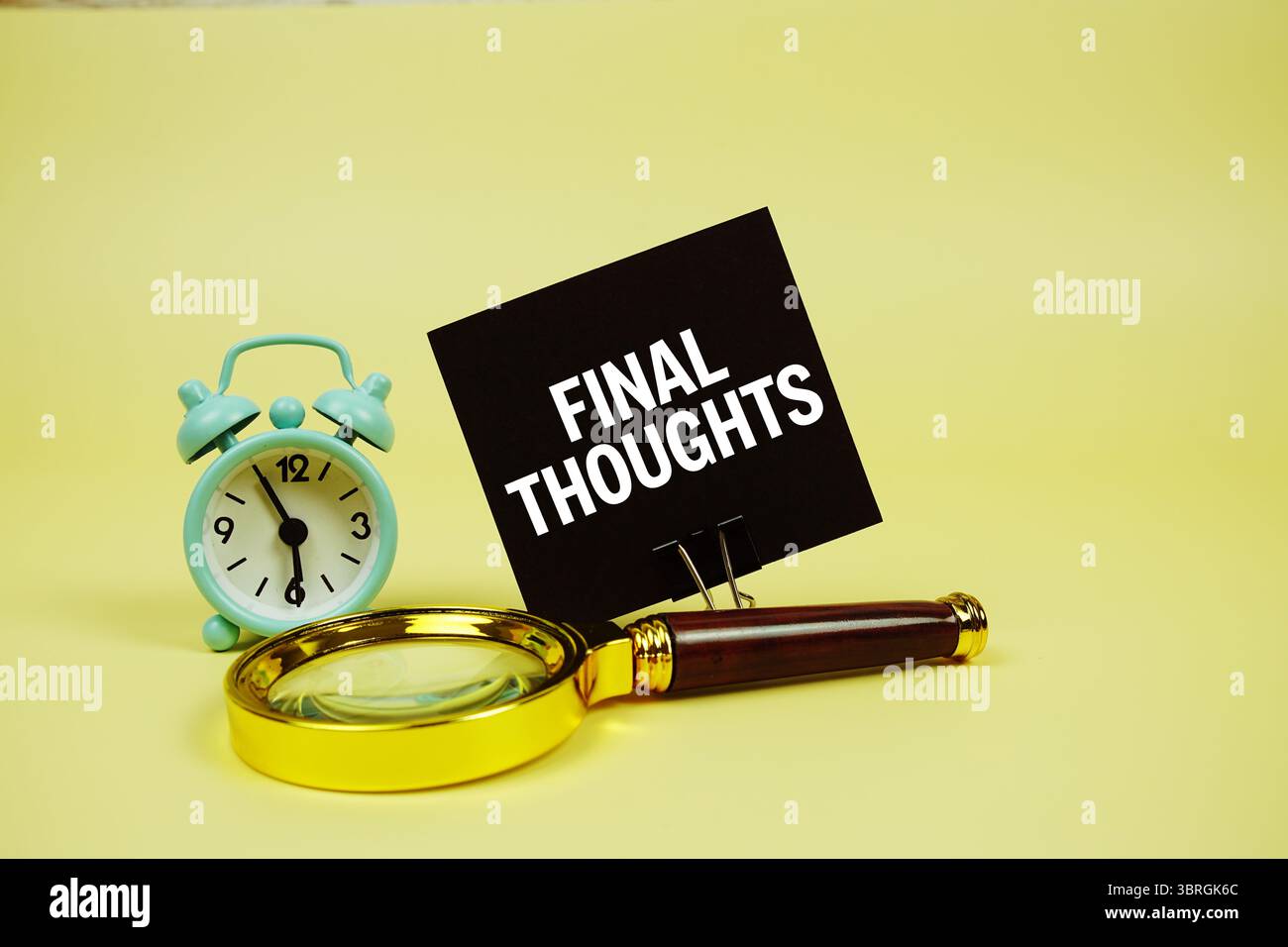 Final Thoughts text message on sticky note with magnifying glass and ...