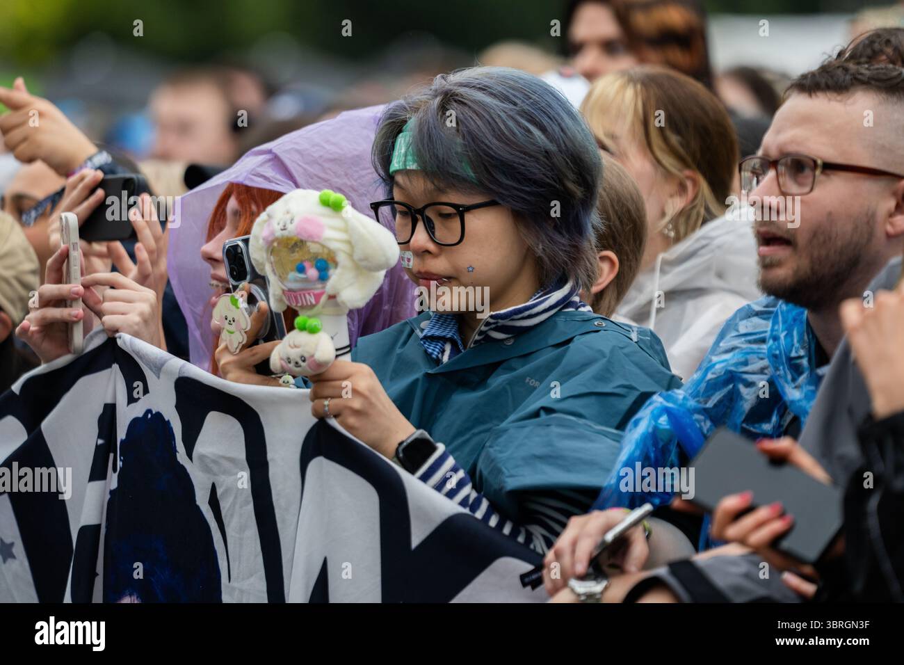 Berlin, Germany - July 12, 2025, Lollapalooza crowd watching the Korean ...