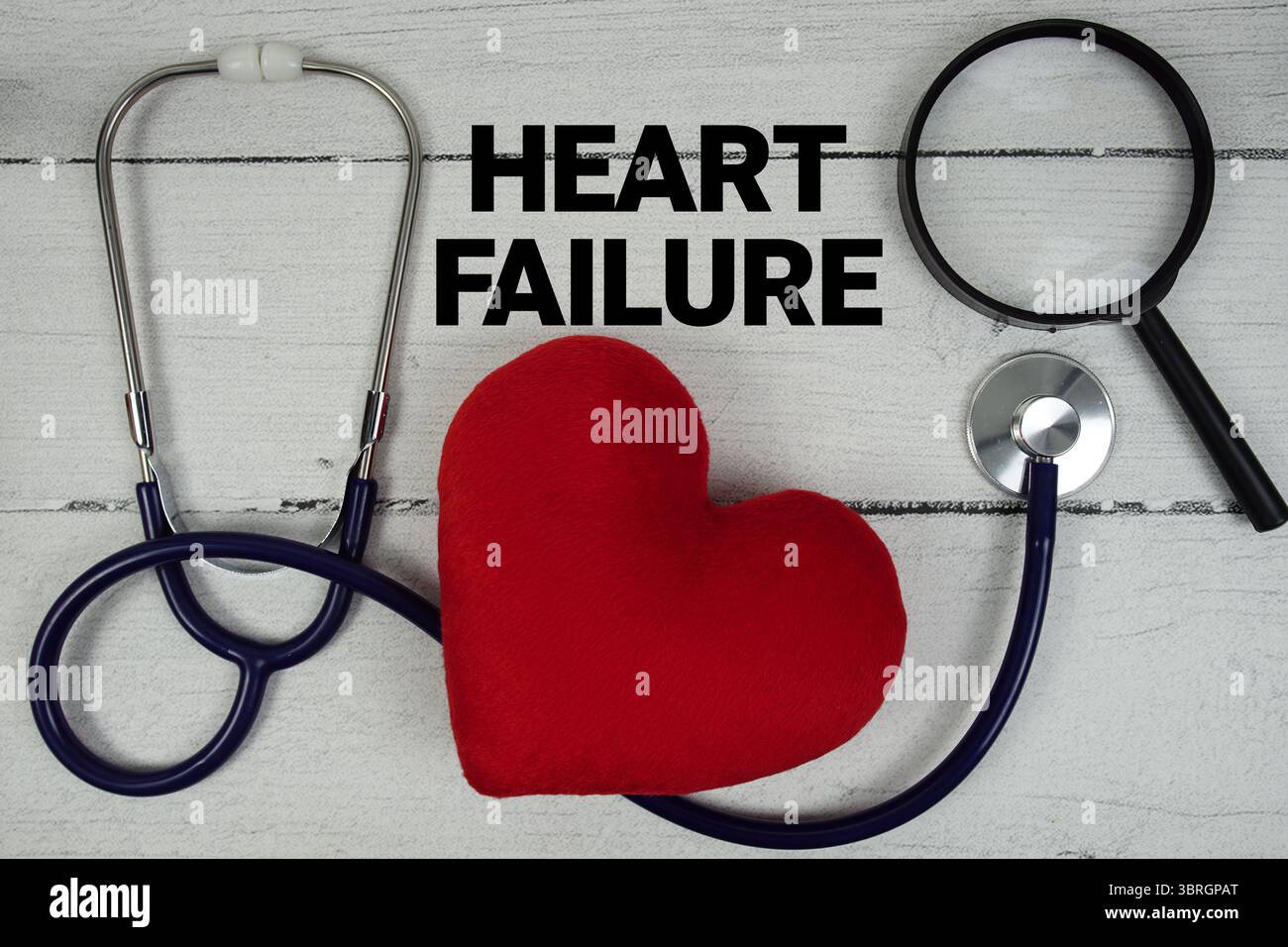 Heart Failure text with Red heart, Magnifying glass and Medical ...