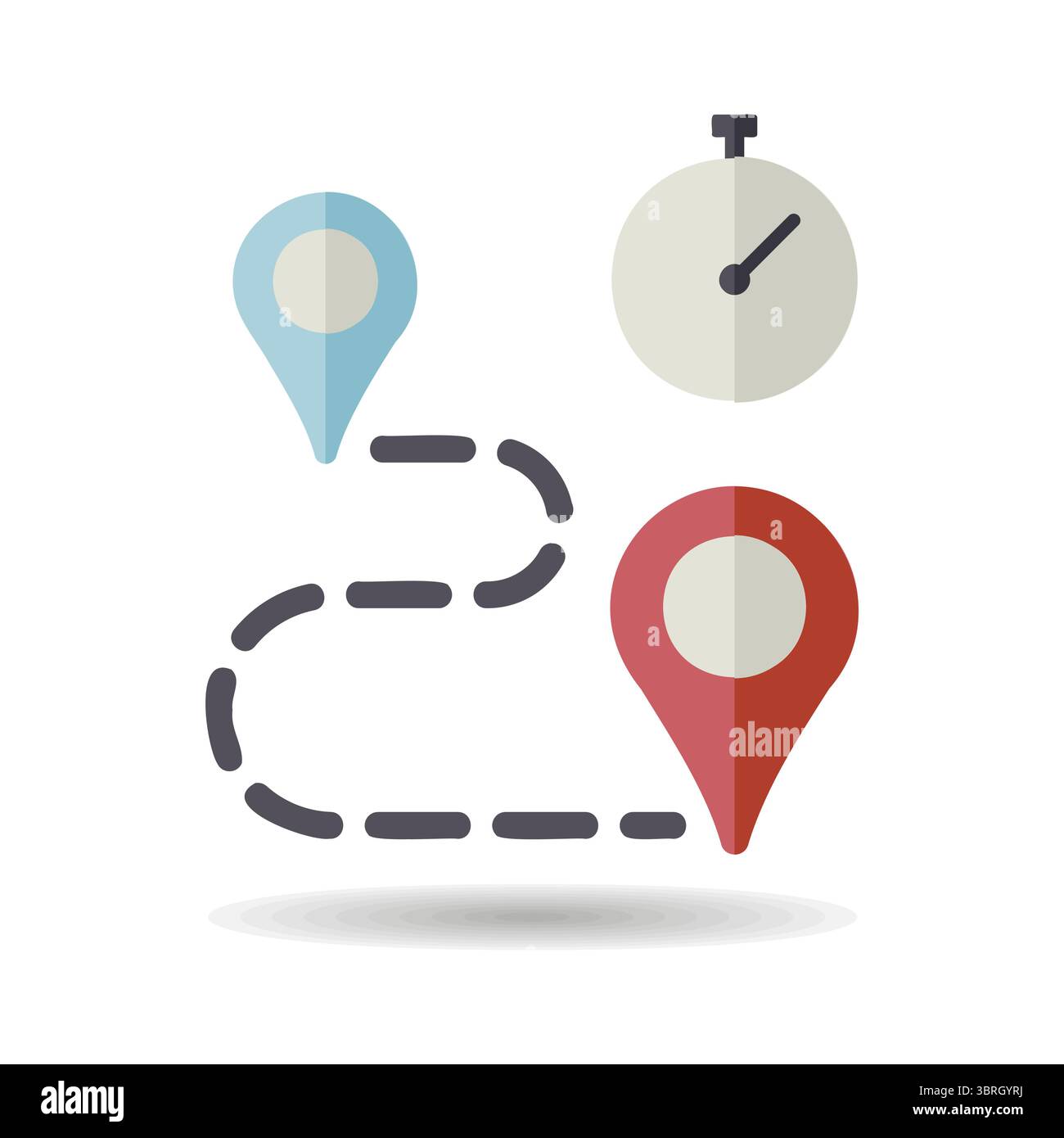 Stopwatch and route destination vector icon. Graph symbol for fitness ...