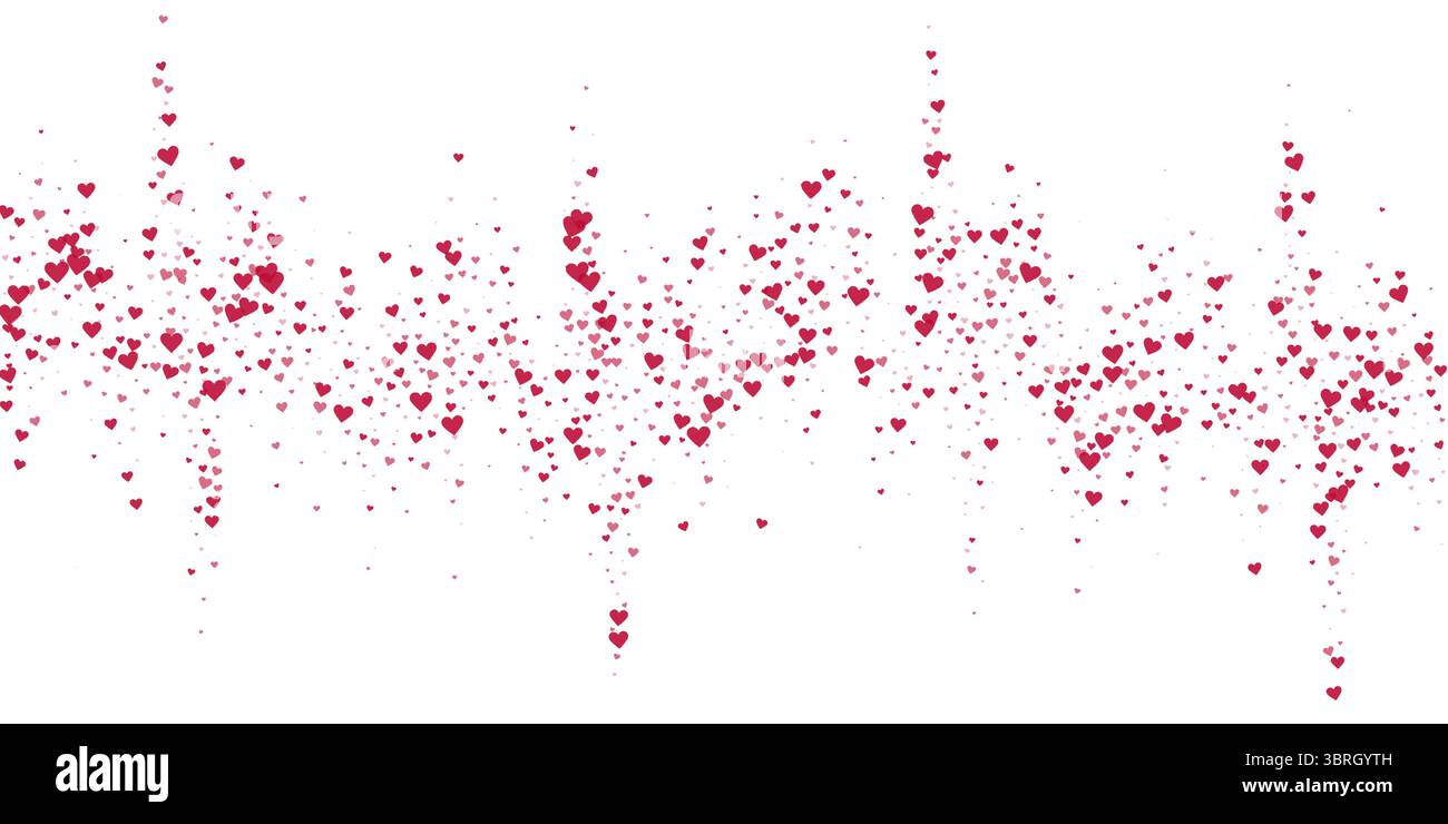 Falling hearts valentine card template. Red hearts scattered on white ...