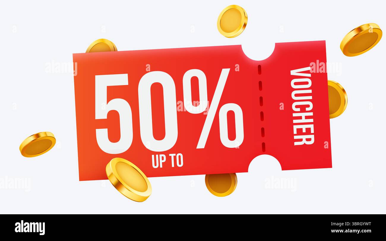 3d coupon with golden coins and present box. Special giveaway with ...