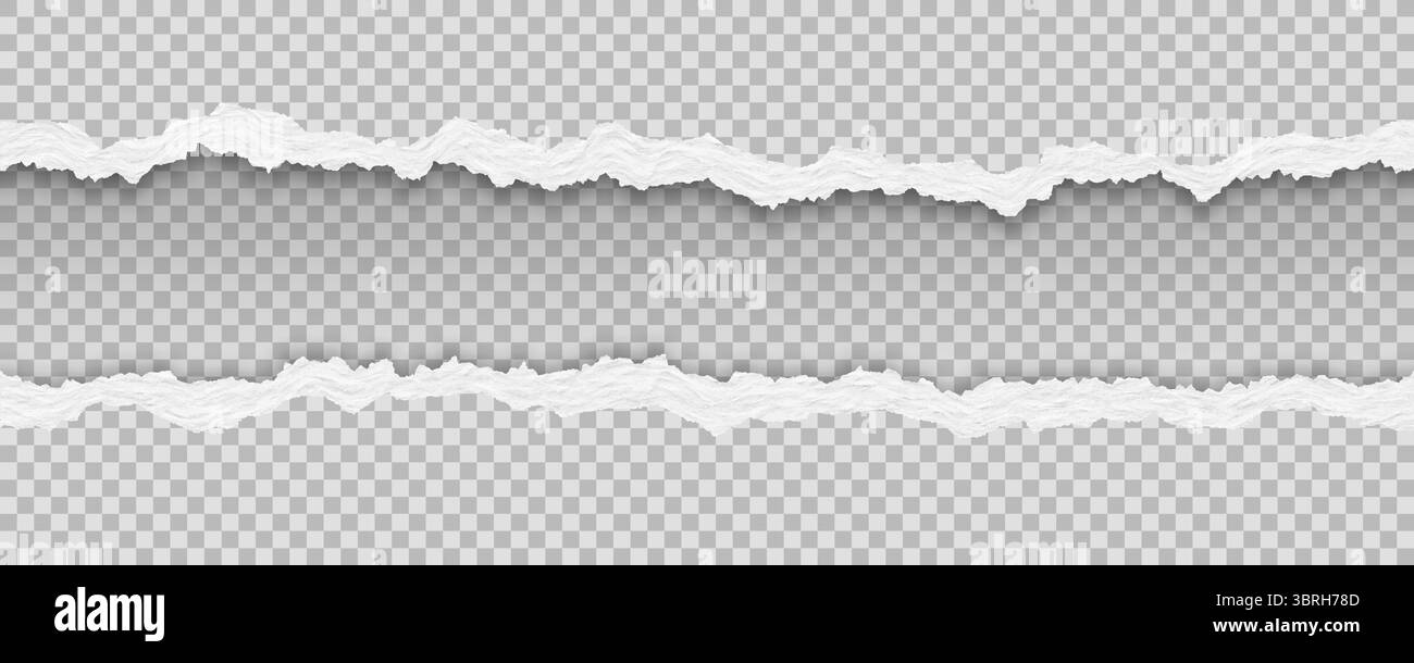 Realistic horizontal seamless torn edge of paper with a soft shadow ...