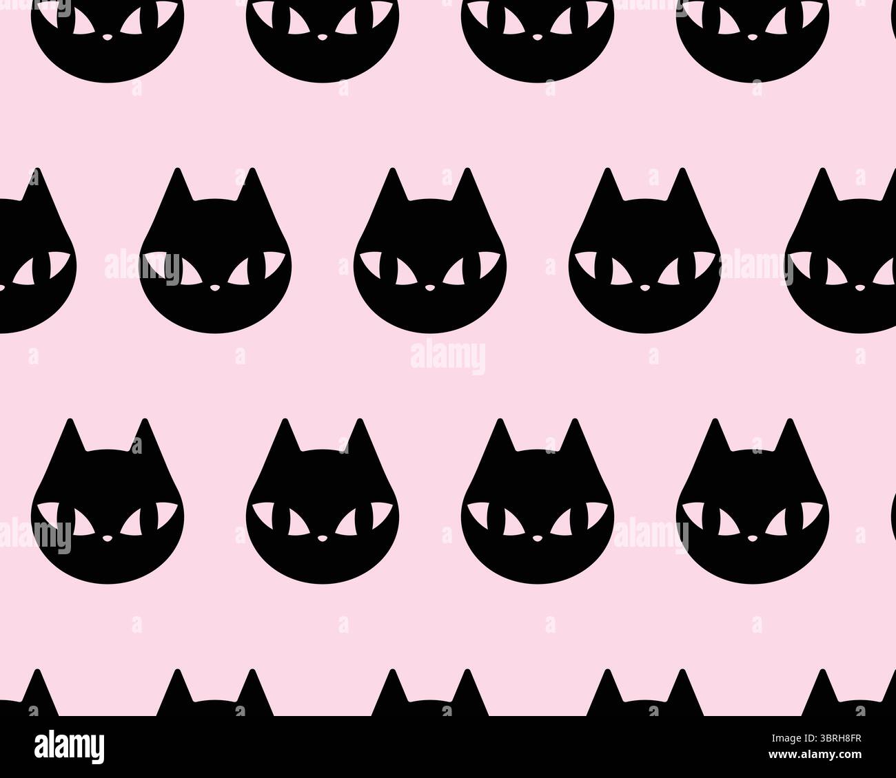 Pattern of black cats. Vector illustration in flat style Stock Vector ...